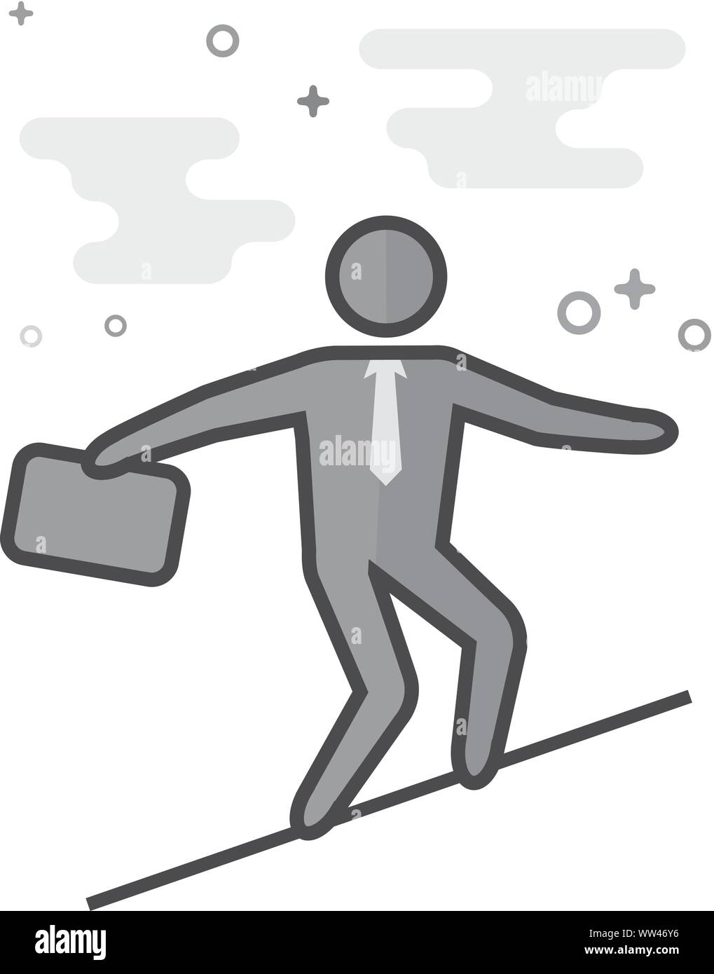 Businessman challenge icon in flat outlined grayscale style. Vector ...