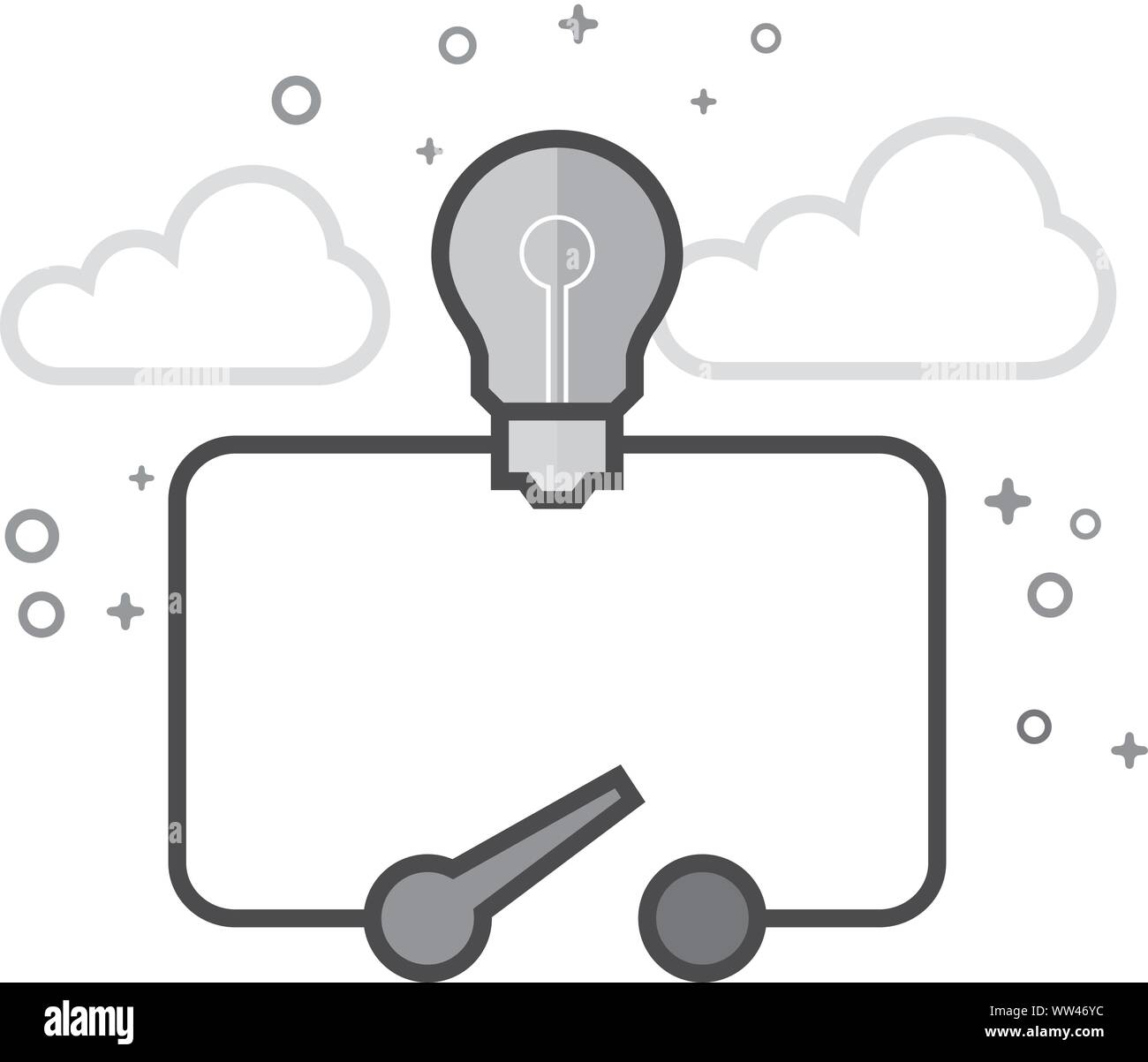 Electric switch diagram icon in flat outlined grayscale style. Vector ...