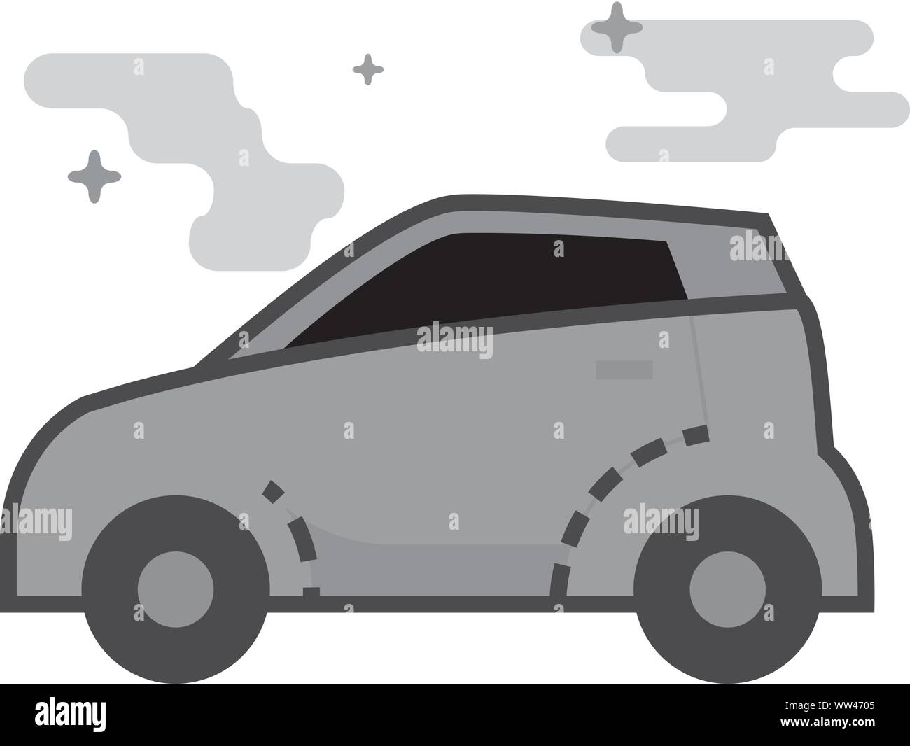 Car icon in flat outlined grayscale style. Vector illustration Stock ...