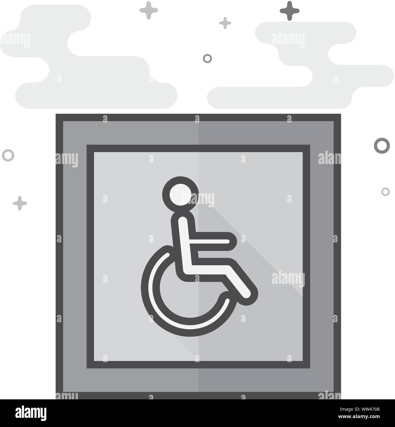 Disabled access icon in flat outlined grayscale style. Vector ...