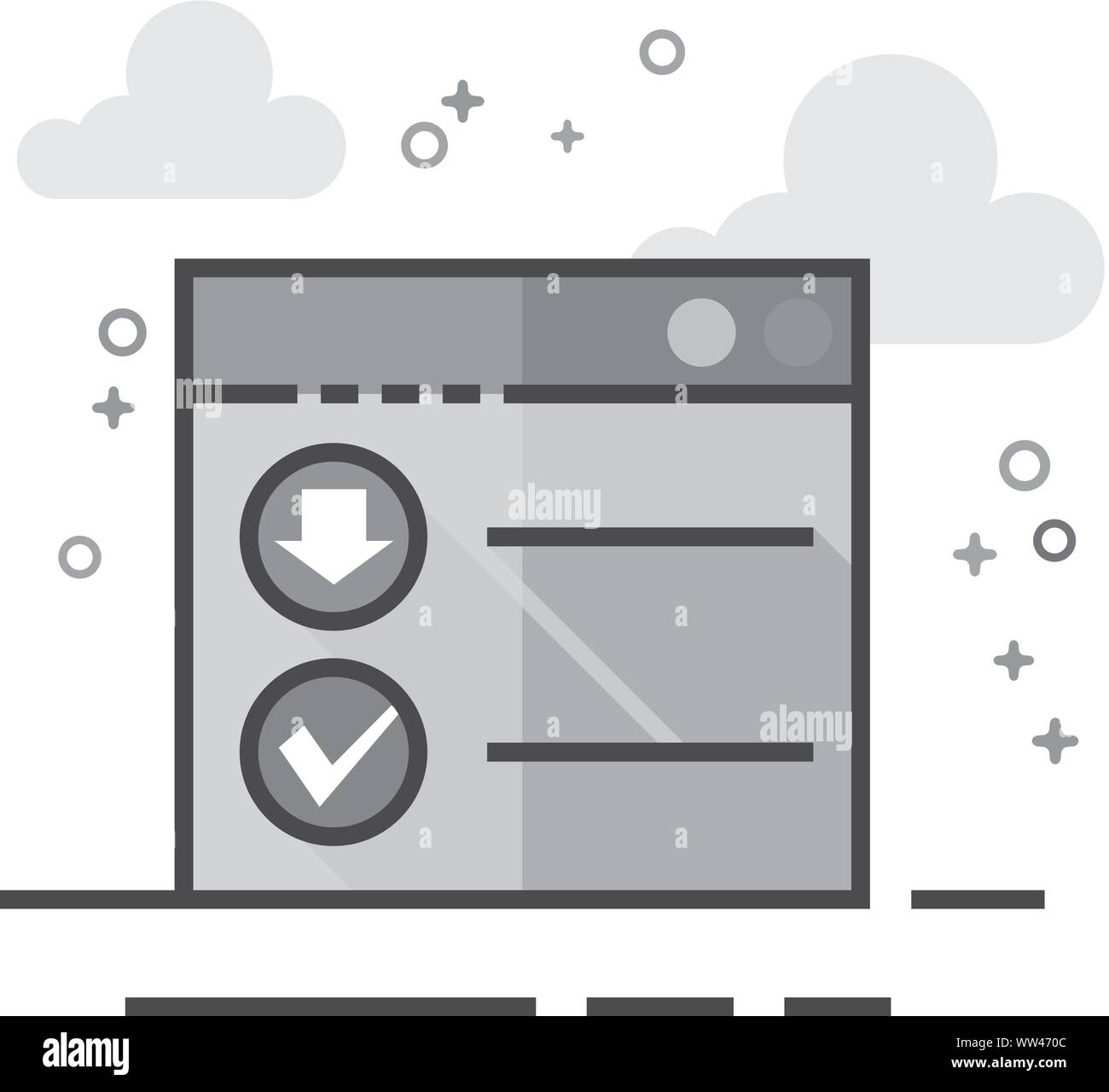 Download interface icon in flat outlined grayscale style. Vector ...