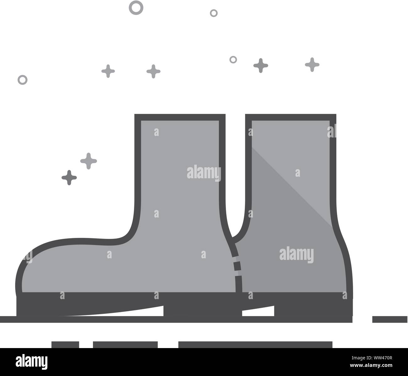 Wet boots icon in flat outlined grayscale style. Vector illustration ...