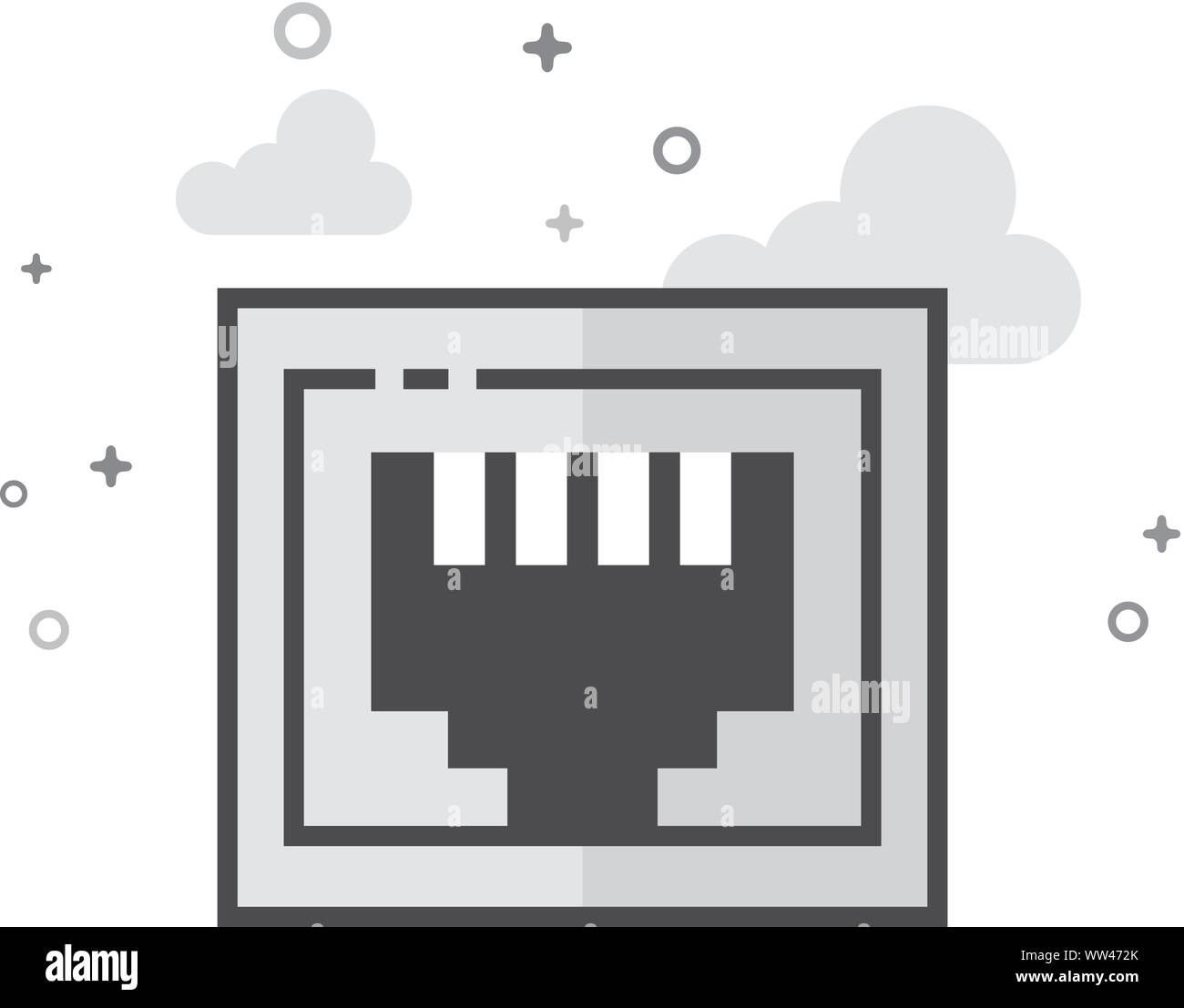 Local area connector icon in flat outlined grayscale style. Vector ...