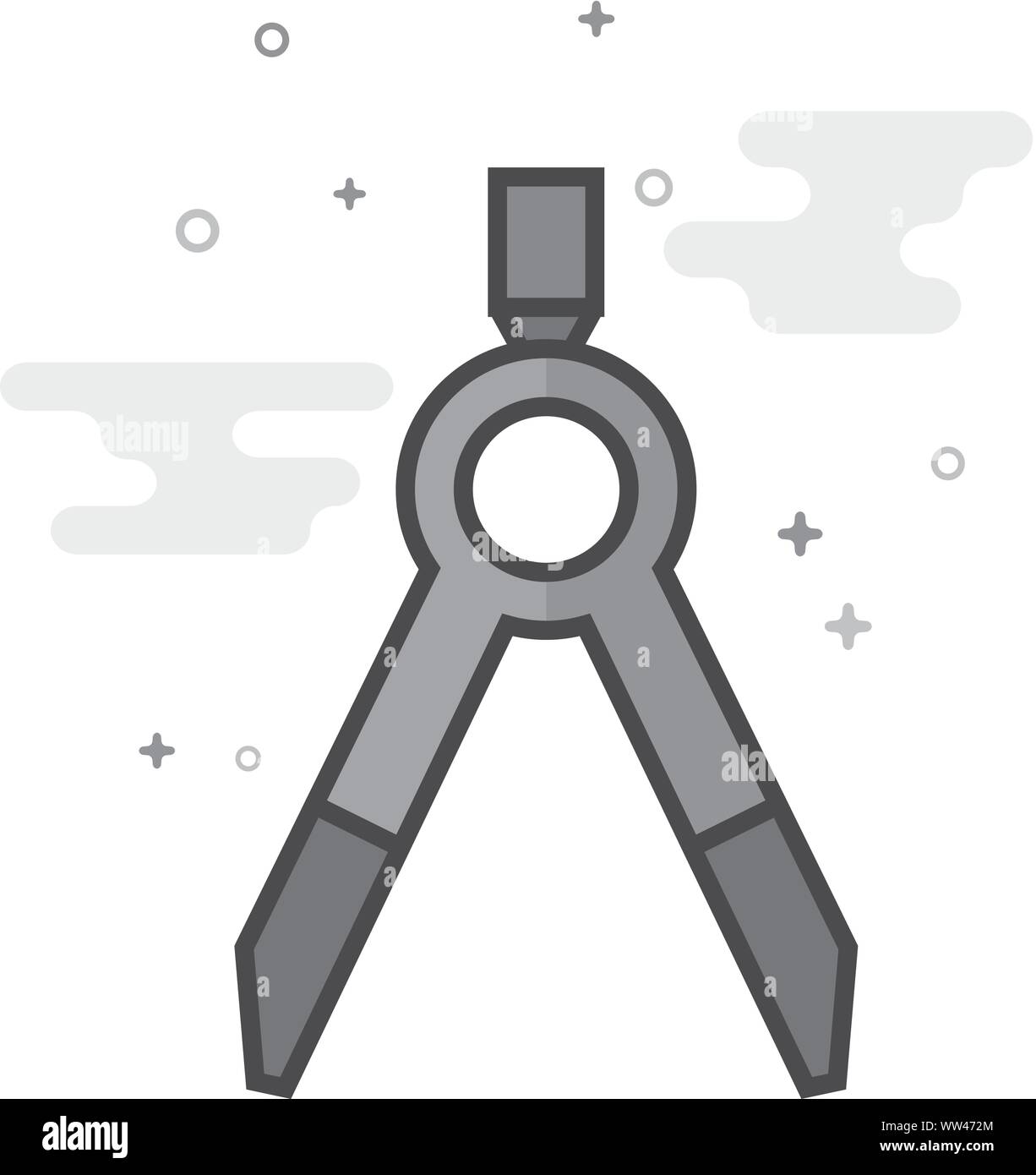 Compass icon in flat outlined grayscale style. Vector illustration ...