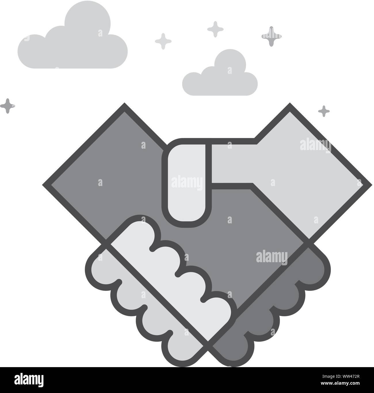 Handshake icon in flat outlined grayscale style. Vector illustration ...