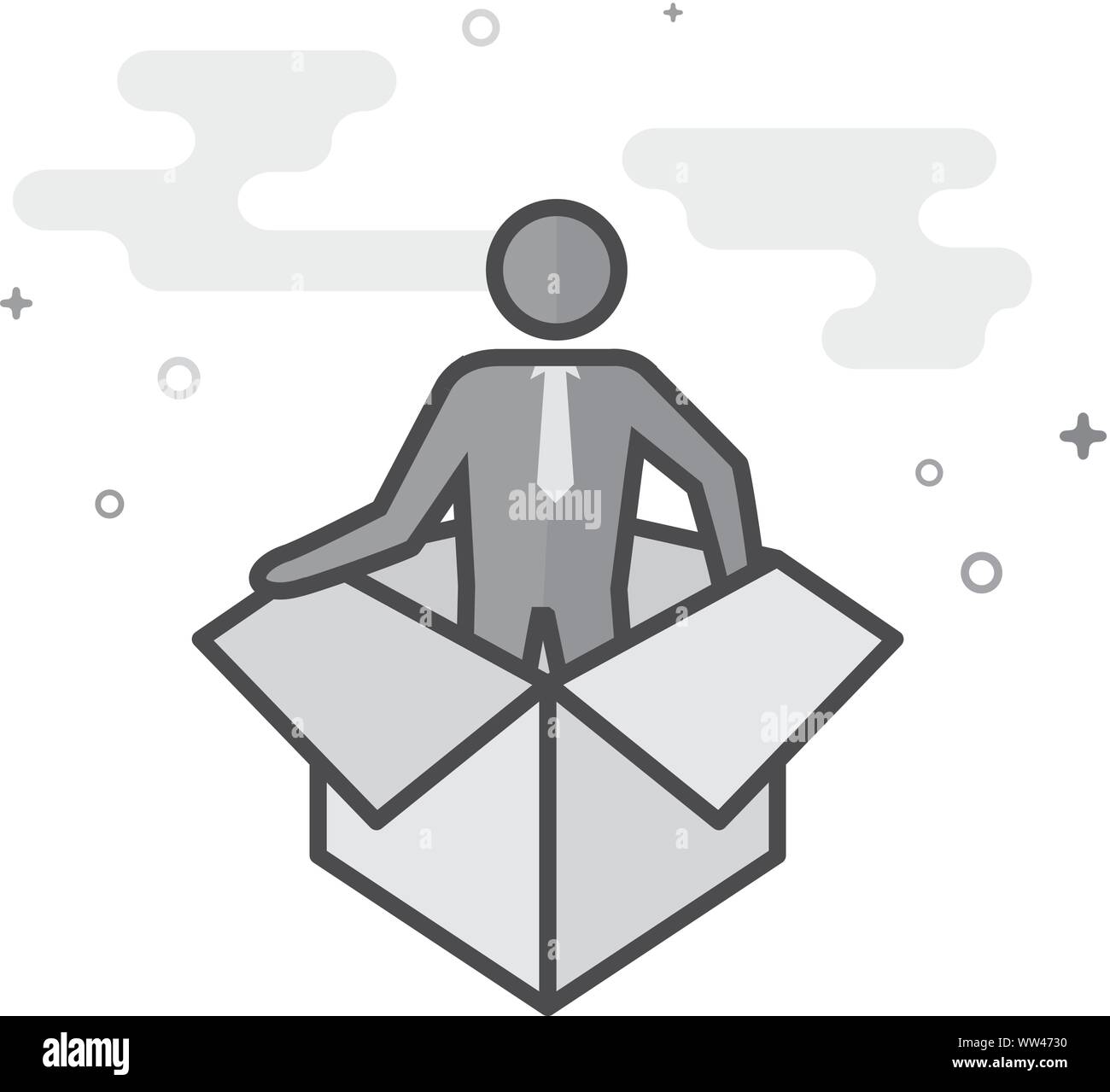 Businessman challenge icon in flat outlined grayscale style. Vector ...