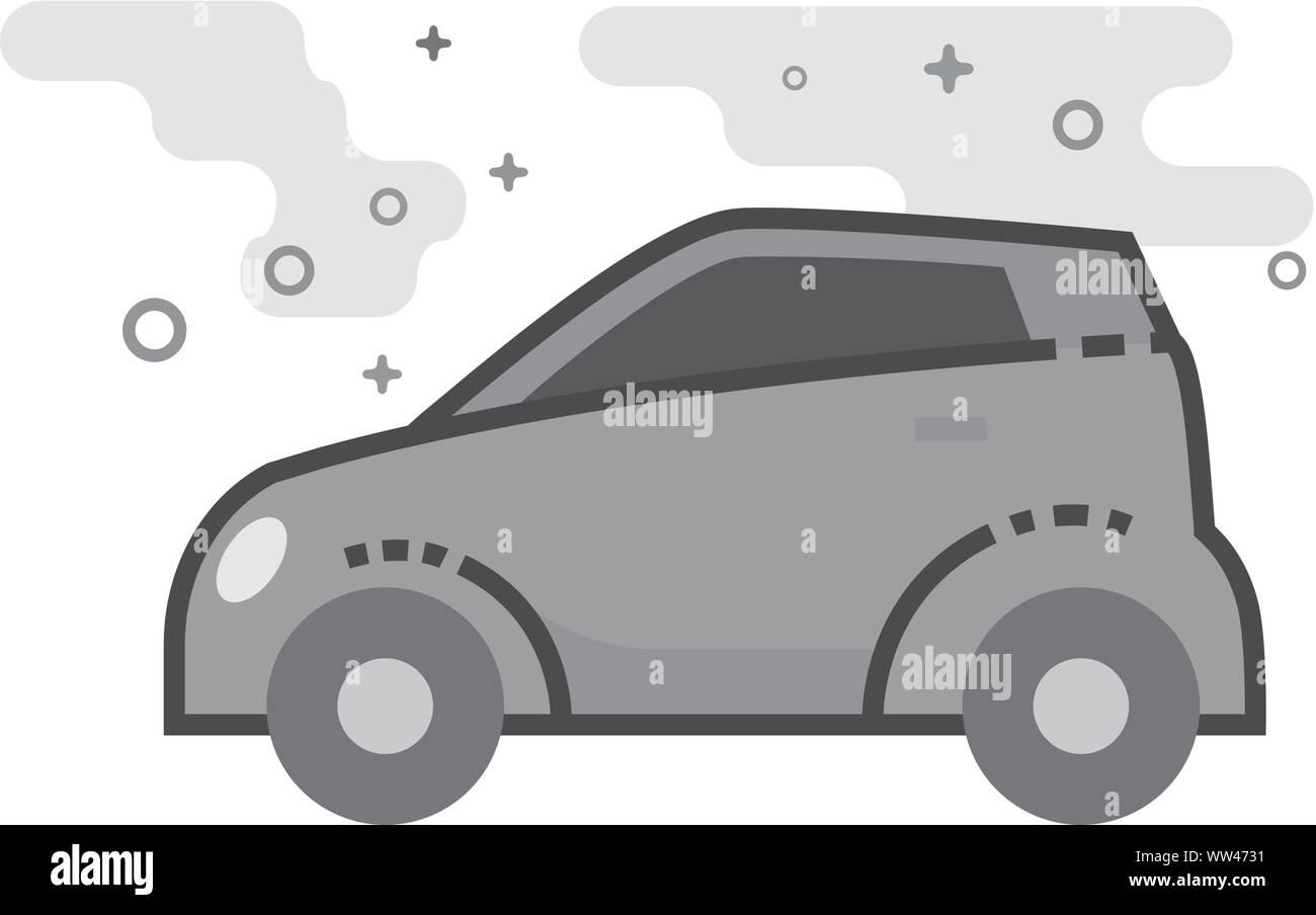 Green car icon in flat outlined grayscale style. Vector illustration ...