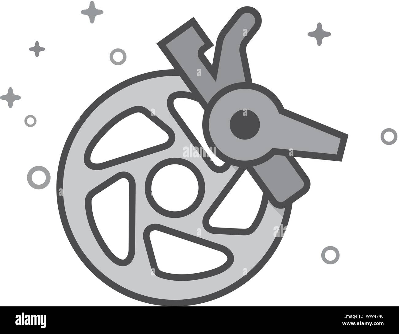 Bicycle brake icon in flat outlined grayscale style. Vector ...