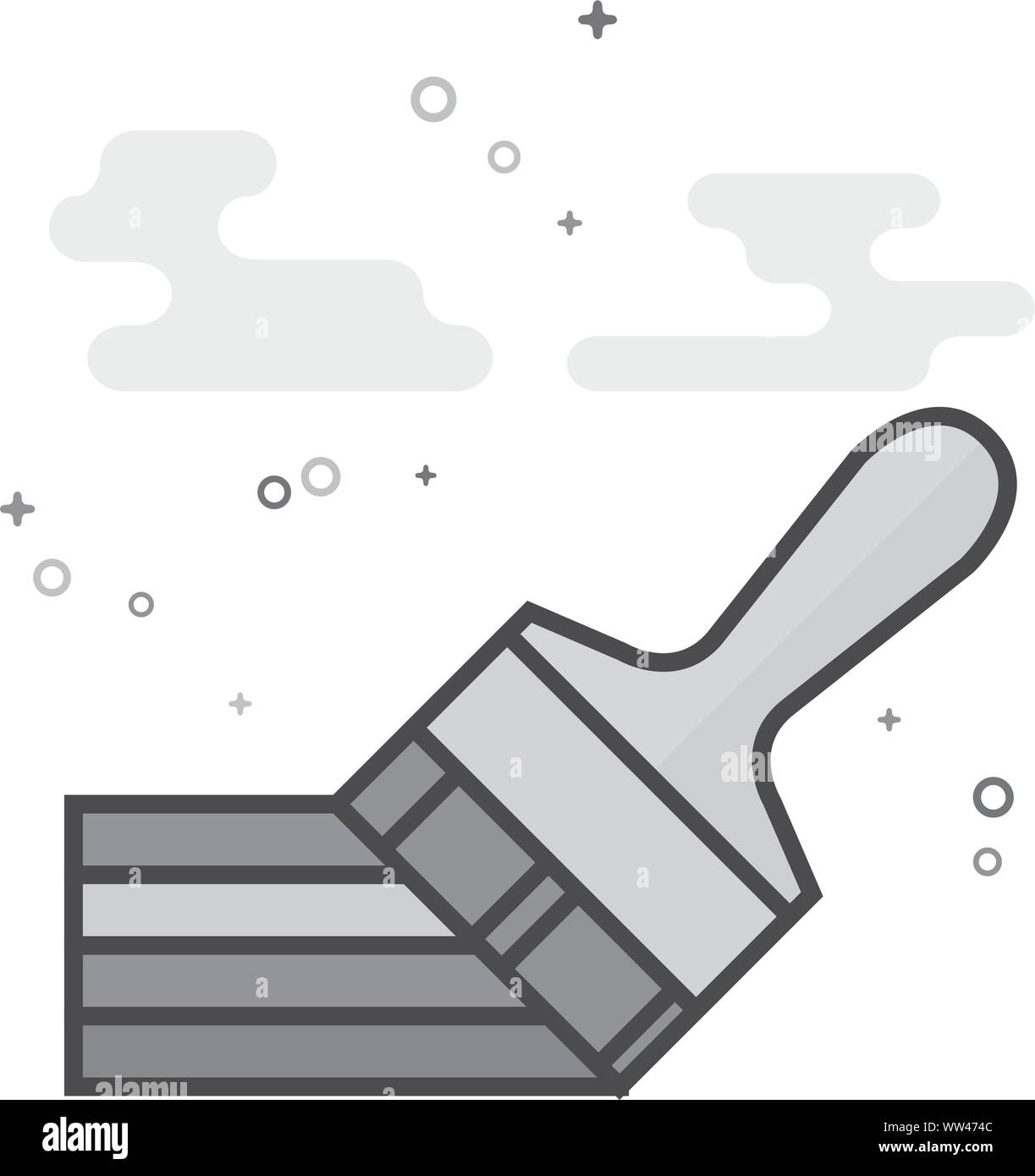 Paint brush icon in flat outlined grayscale style. Vector illustration ...