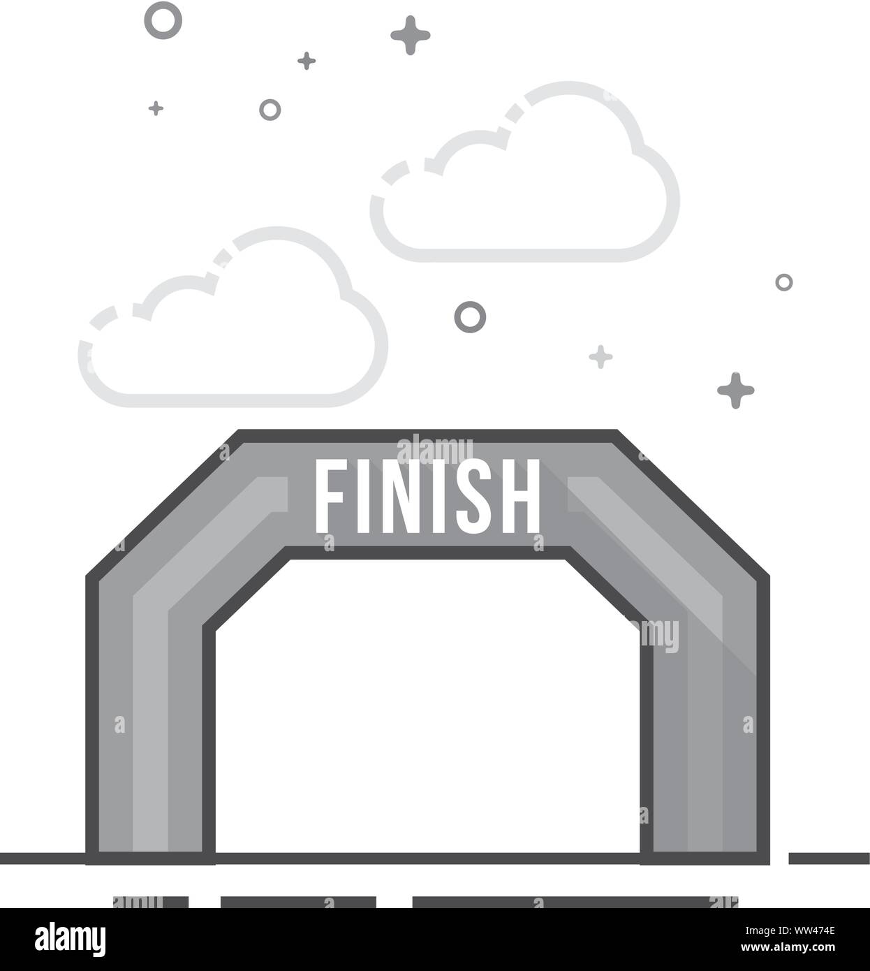 Finish line icon in flat outlined grayscale style. Vector illustration ...
