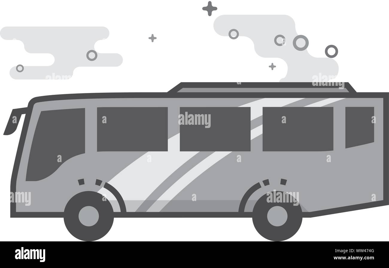 Bus icon in flat outlined grayscale style. Vector illustration Stock ...