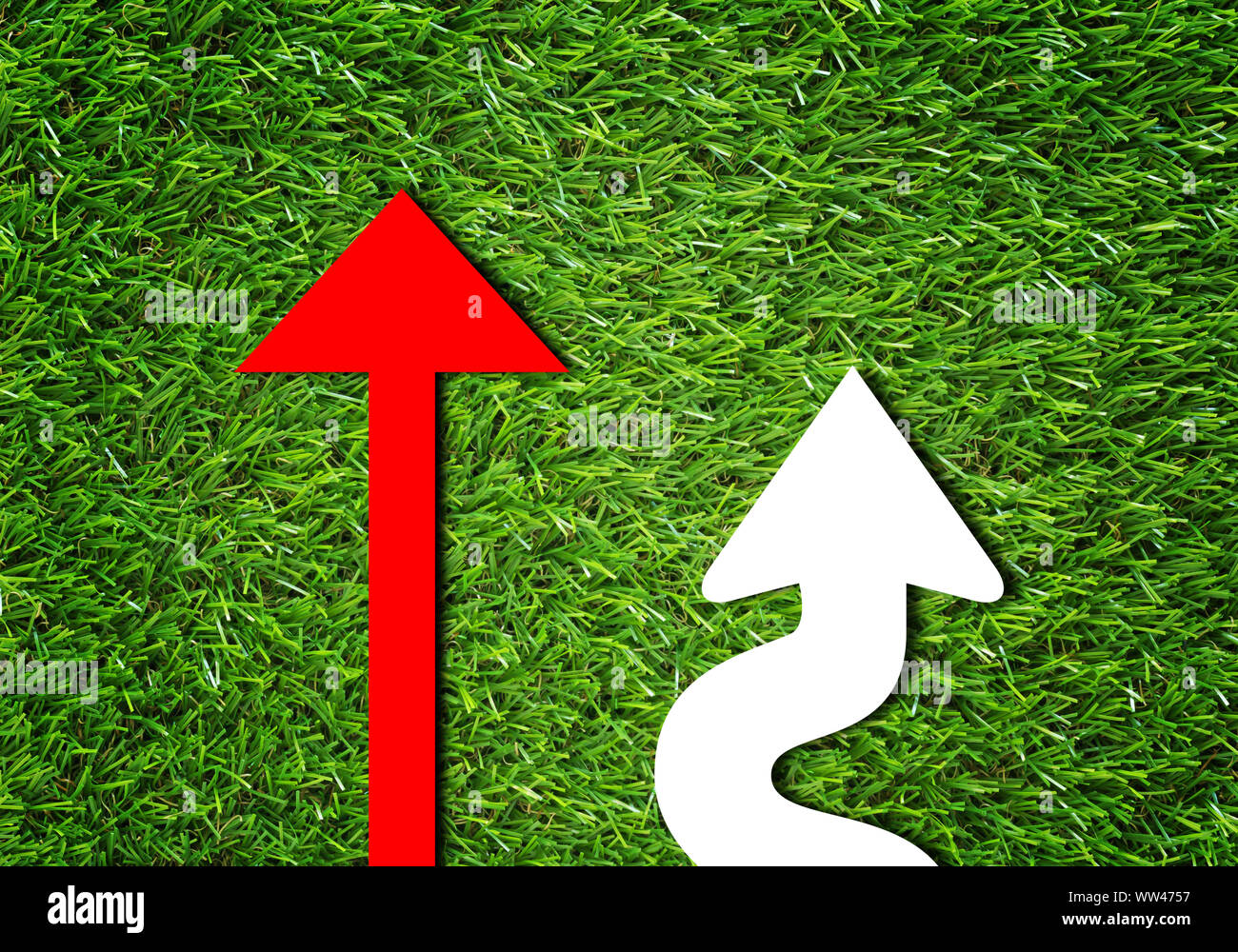 Business alignment concept, strategy and planning, red and white arrow ...