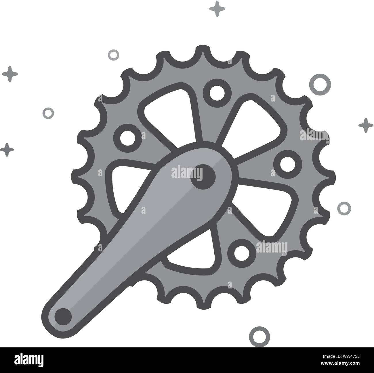 Bicycle crank set icon in flat outlined grayscale style. Vector ...