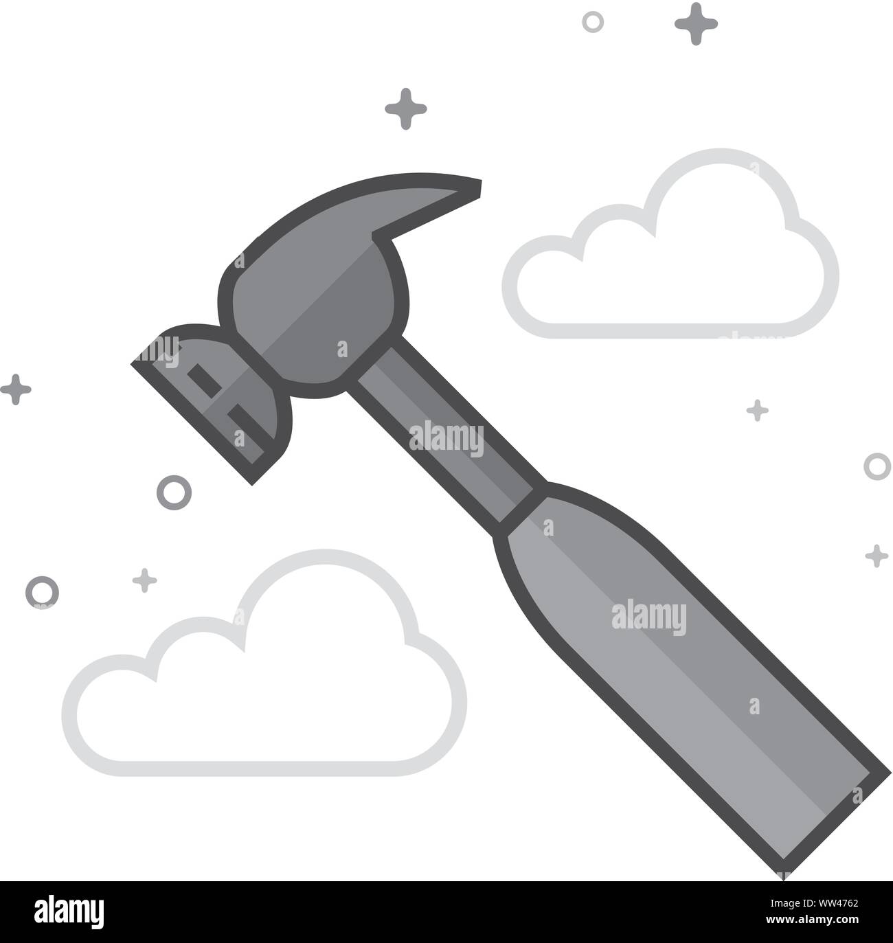 Hammer icon in flat outlined grayscale style. Vector illustration Stock ...