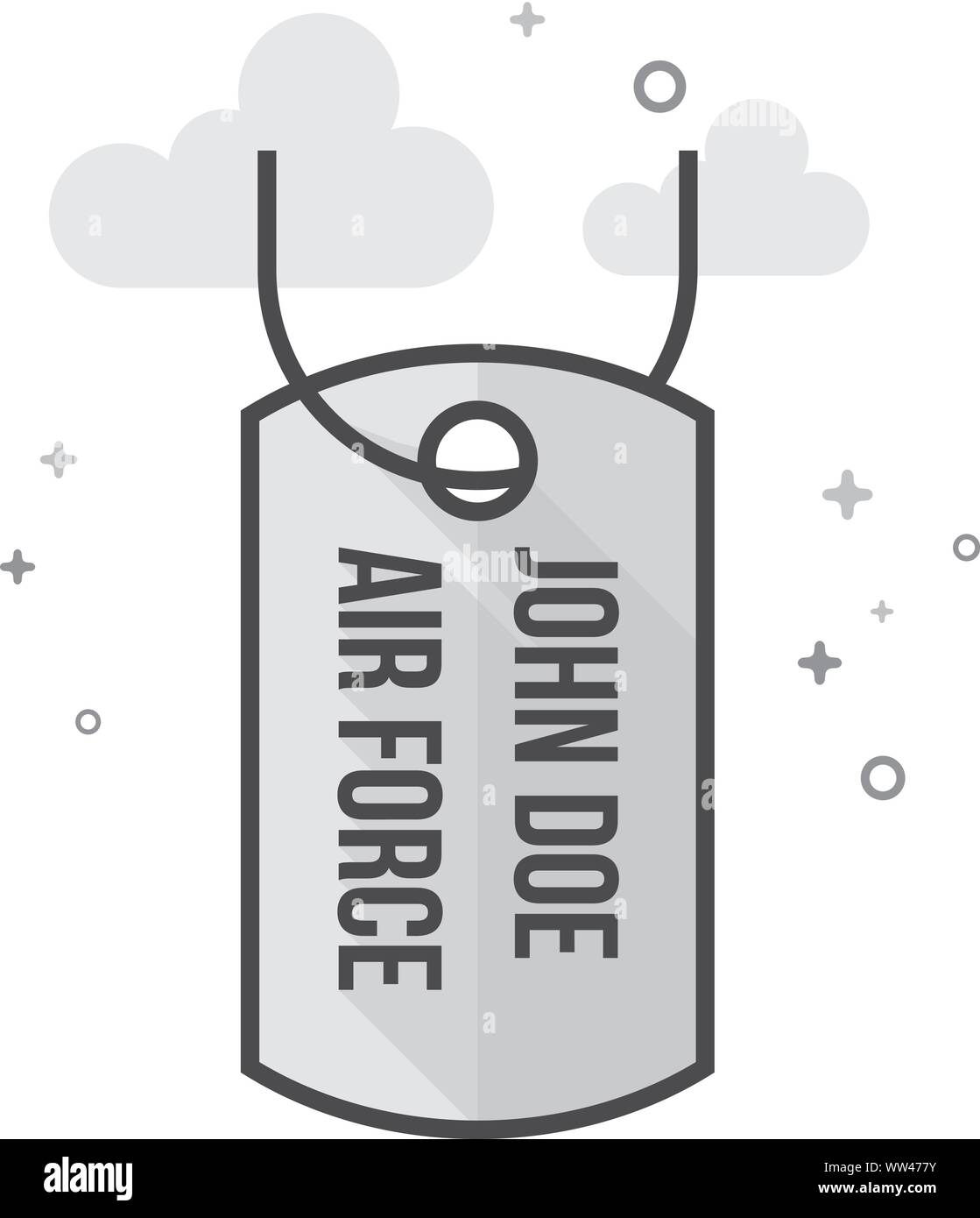 Dog tags icon in flat outlined grayscale style. Vector illustration ...