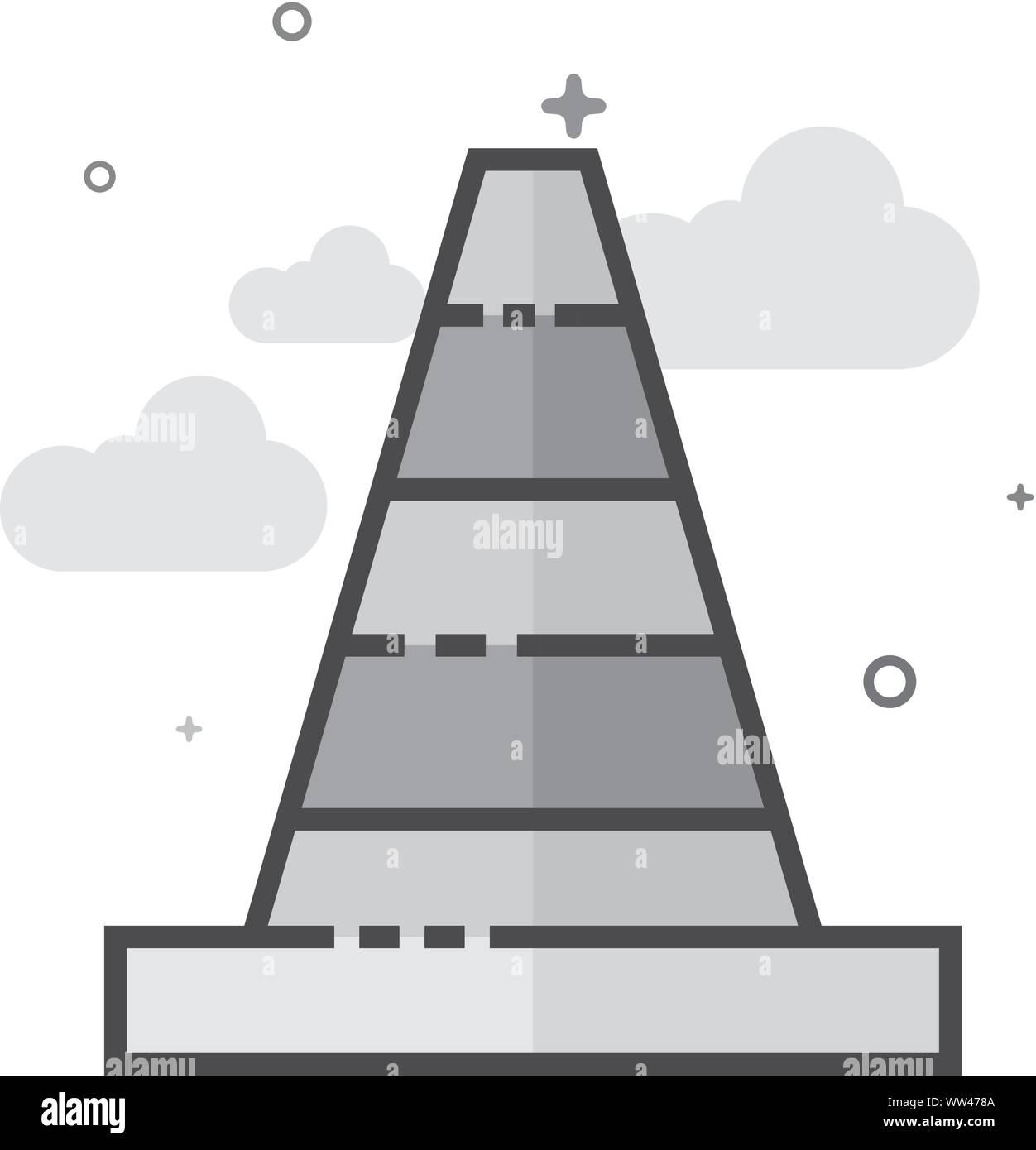 Traffic cone icon in flat outlined grayscale style. Vector illustration ...