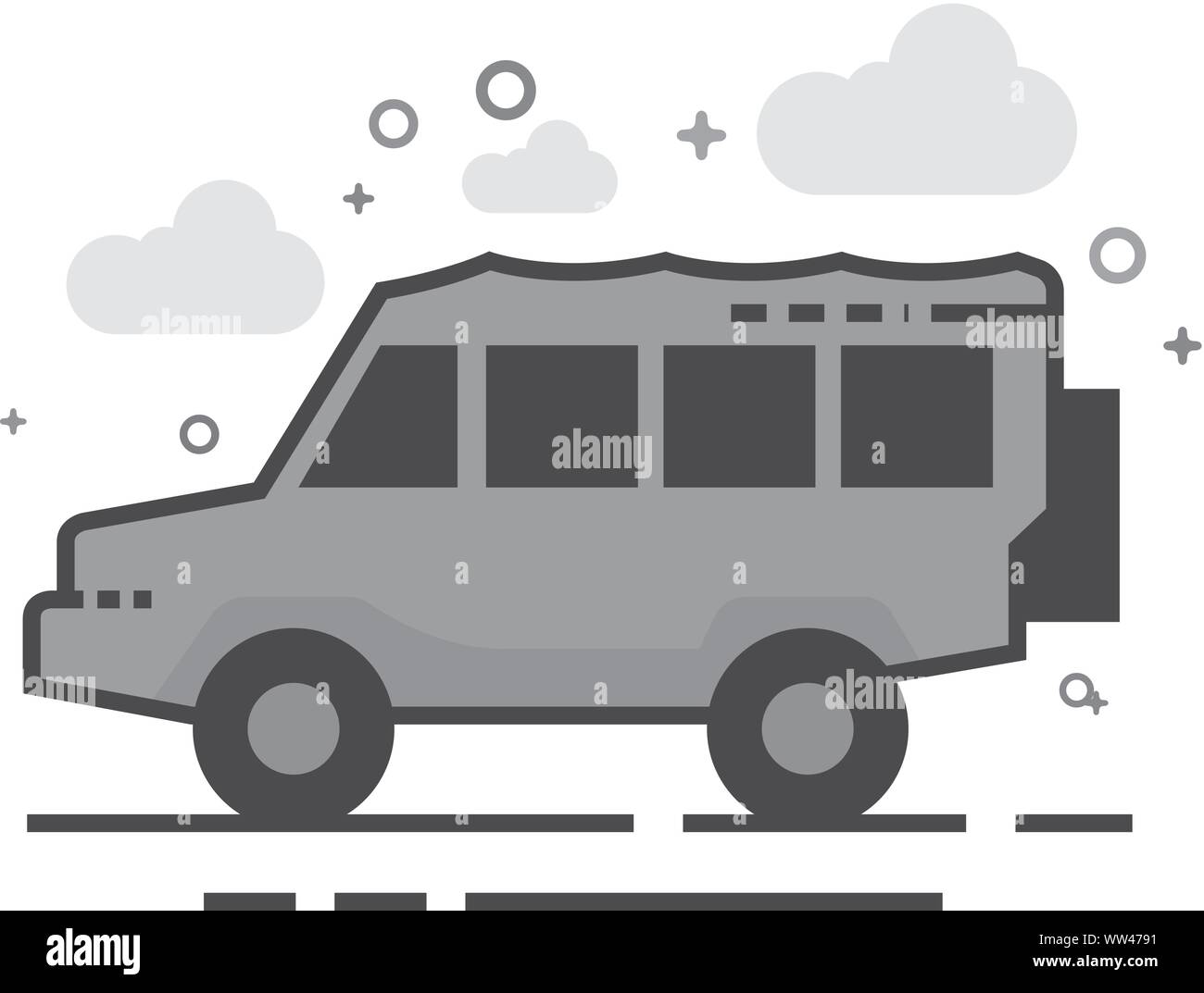 Green car icon in flat outlined grayscale style. Vector illustration ...