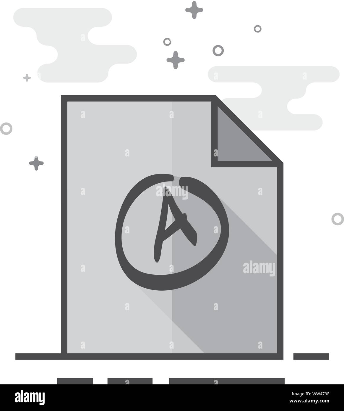 Exam result icon in flat outlined grayscale style. Vector illustration ...