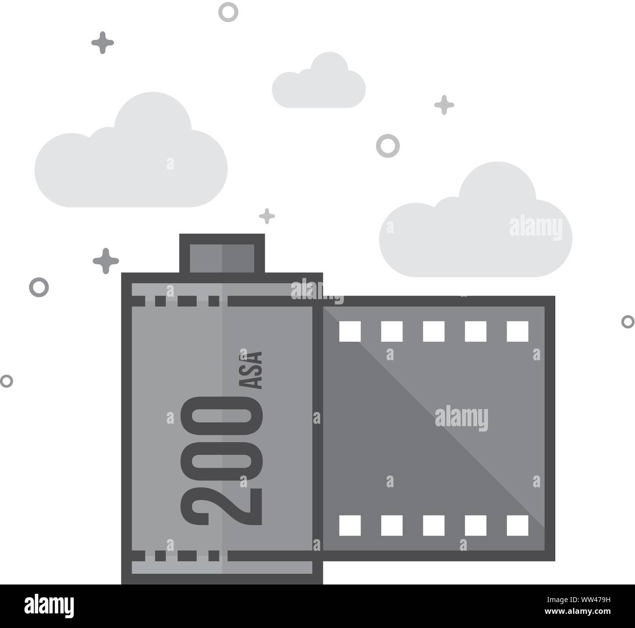 Photographic film icon in flat outlined grayscale style. Vector ...