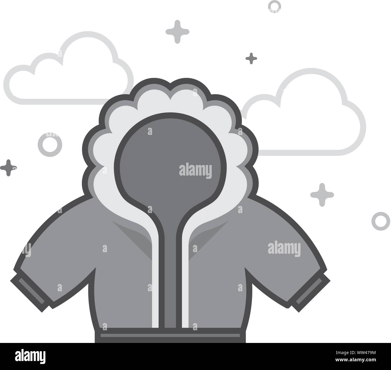 Jacket icon in flat outlined grayscale style. Vector illustration Stock ...