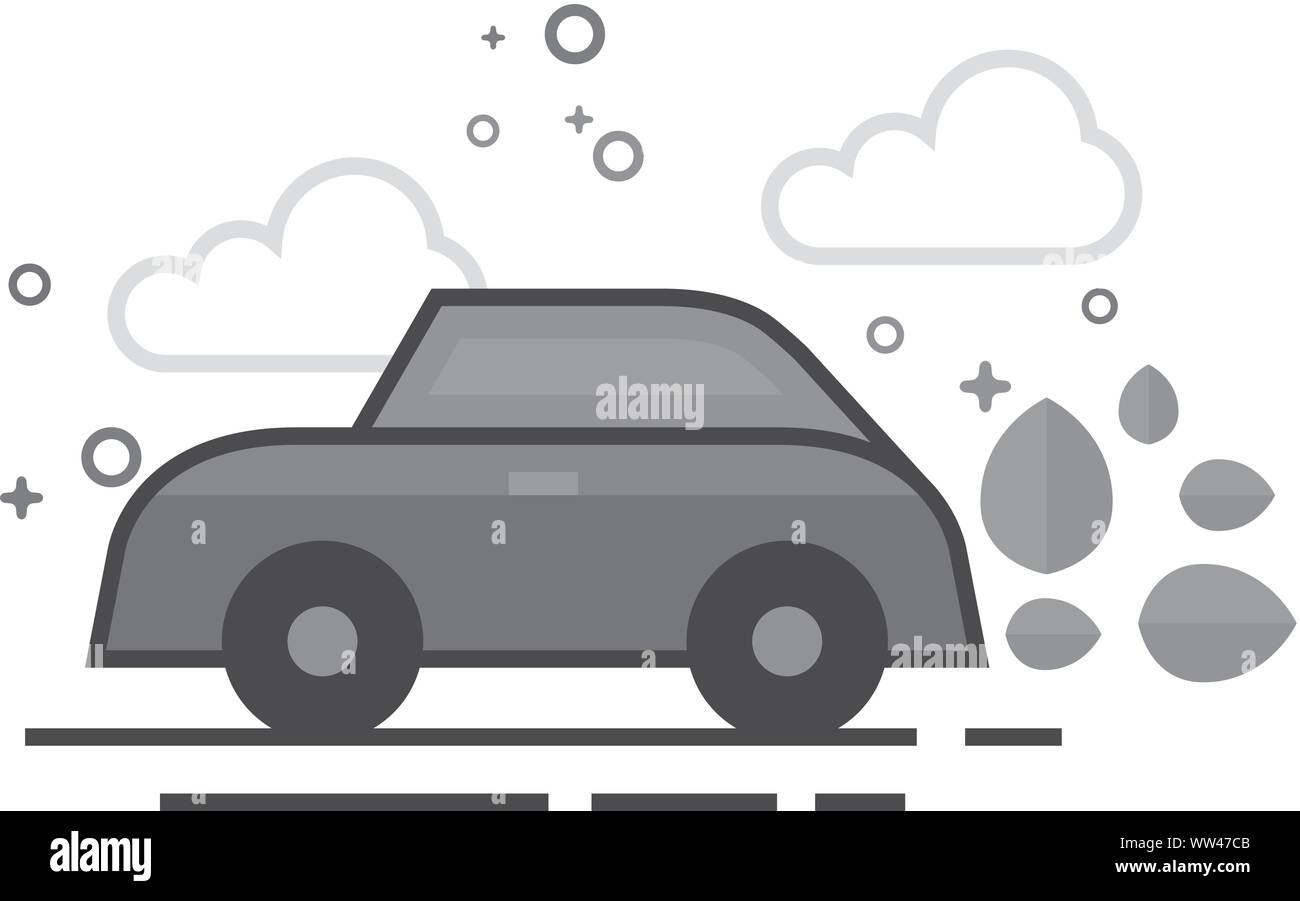 Green car icon in flat outlined grayscale style. Vector illustration ...
