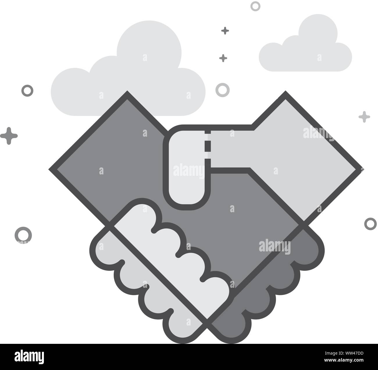 Handshake icon in flat outlined grayscale style. Vector illustration ...
