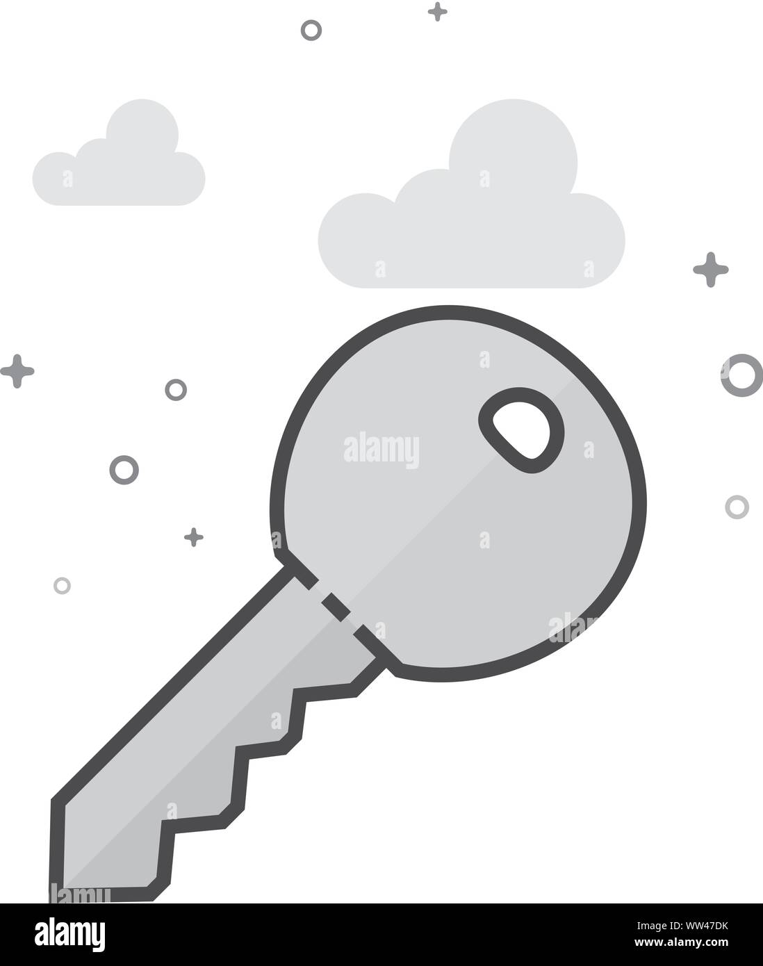 Key icon in flat outlined grayscale style. Vector illustration Stock ...