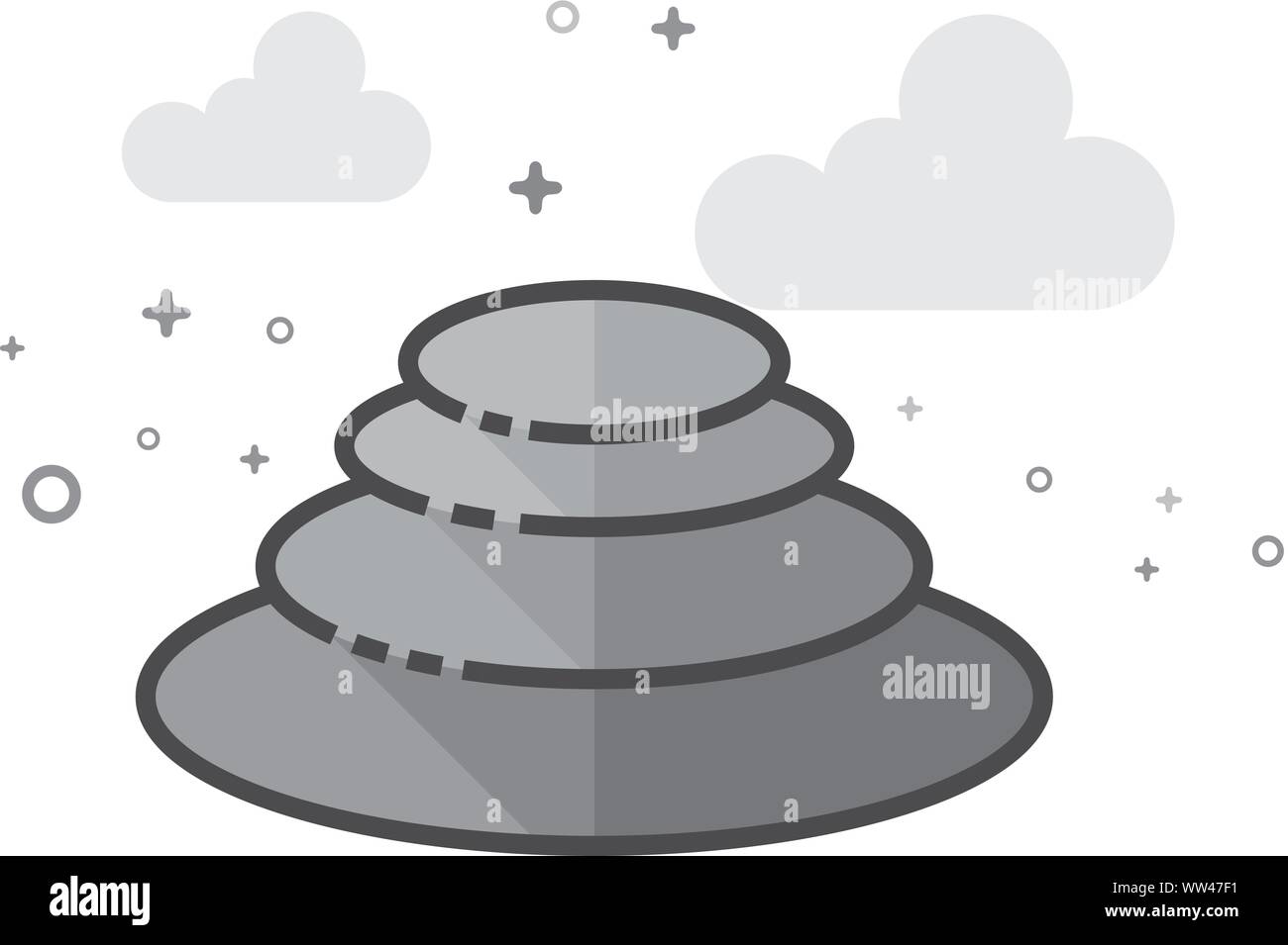 Stacked stone icon in flat outlined grayscale style. Vector ...