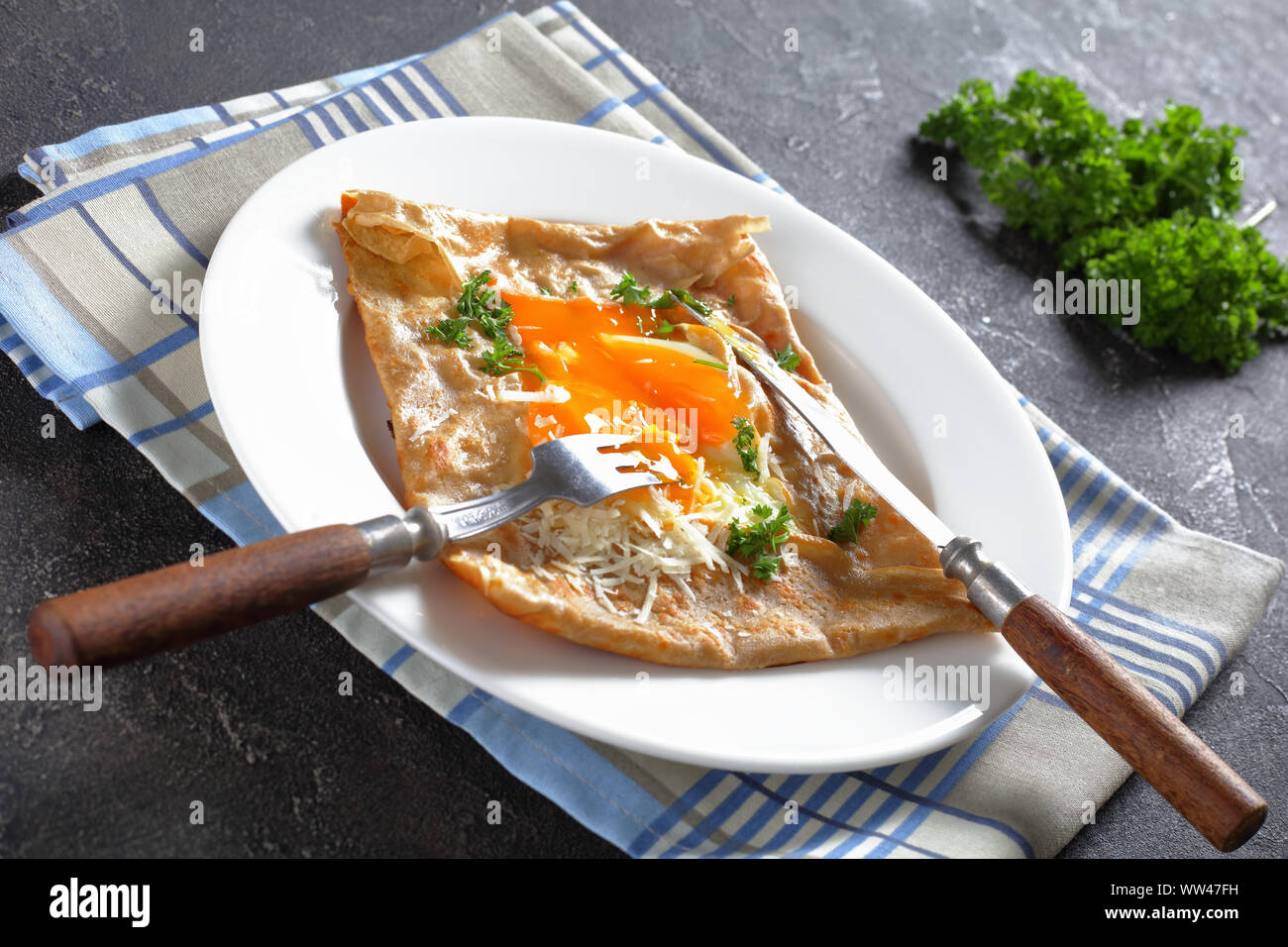 Breton buckwheat pancake with egg hi-res stock photography and images ...