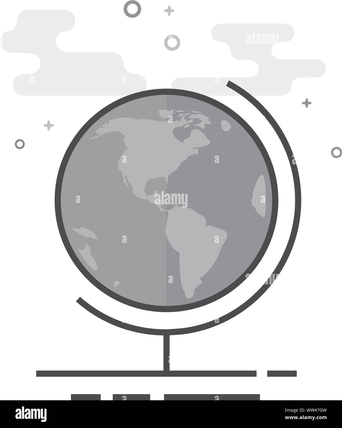 Globe icon in flat outlined grayscale style. Vector illustration Stock ...