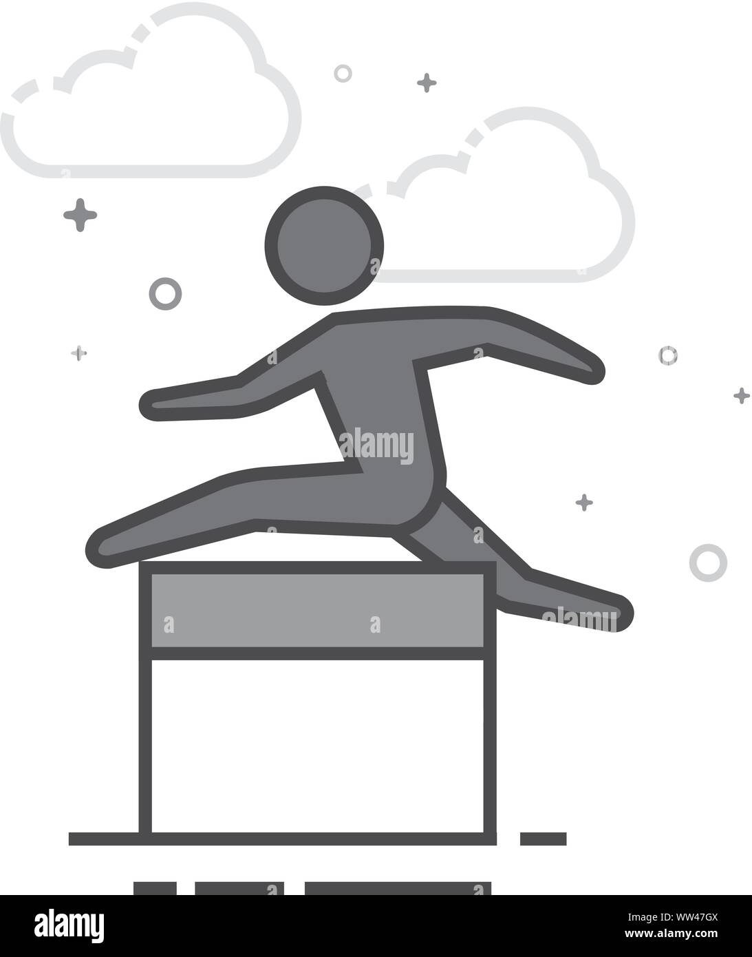 Hurdle run icon in flat outlined grayscale style. Vector illustration ...