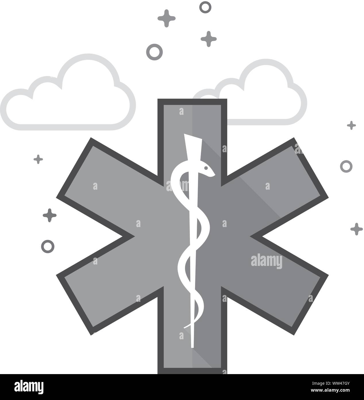 Medical symbol icon in flat outlined grayscale style. Vector ...