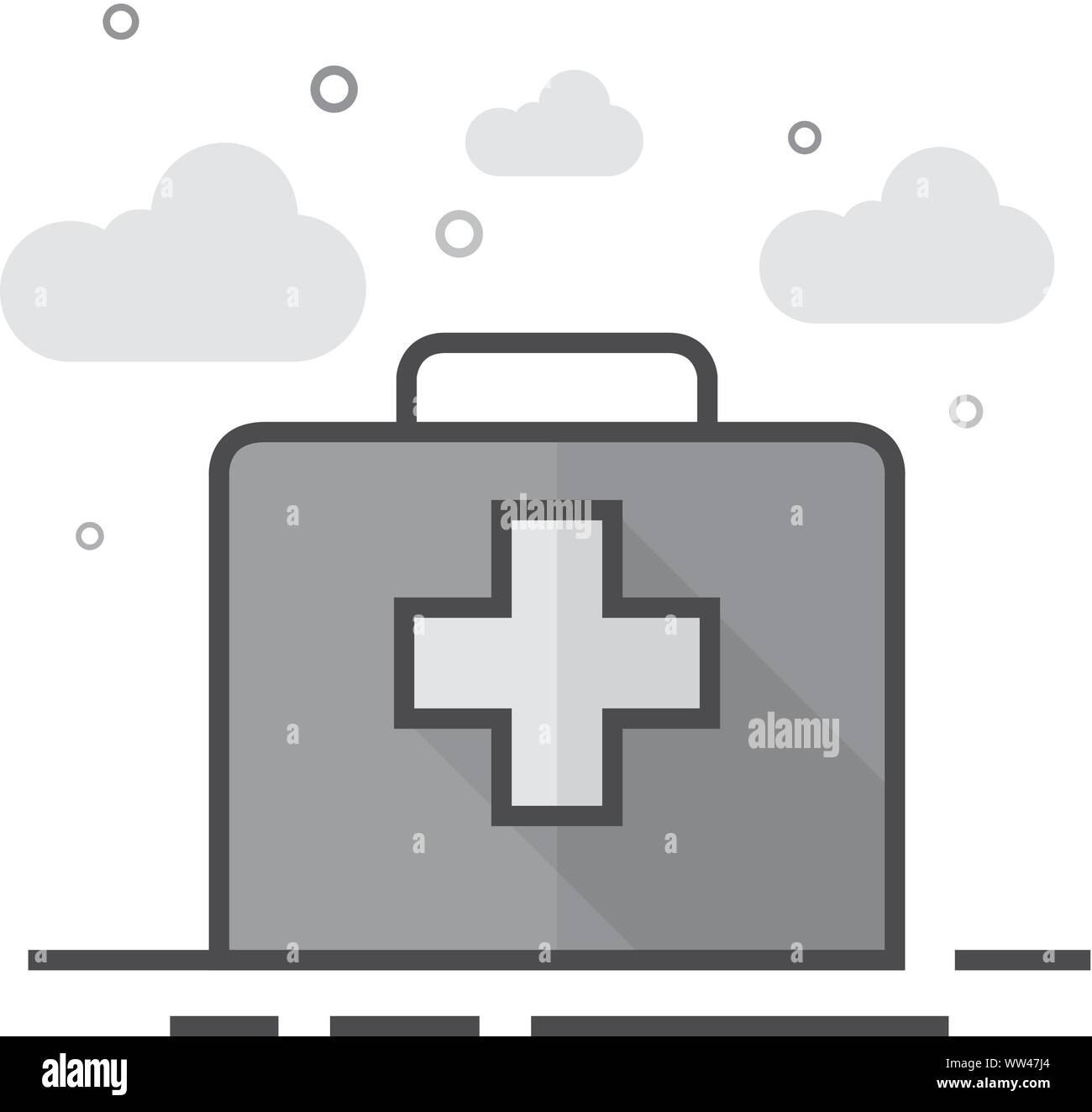 Vintage medical case icon in flat outlined grayscale style. Vector ...