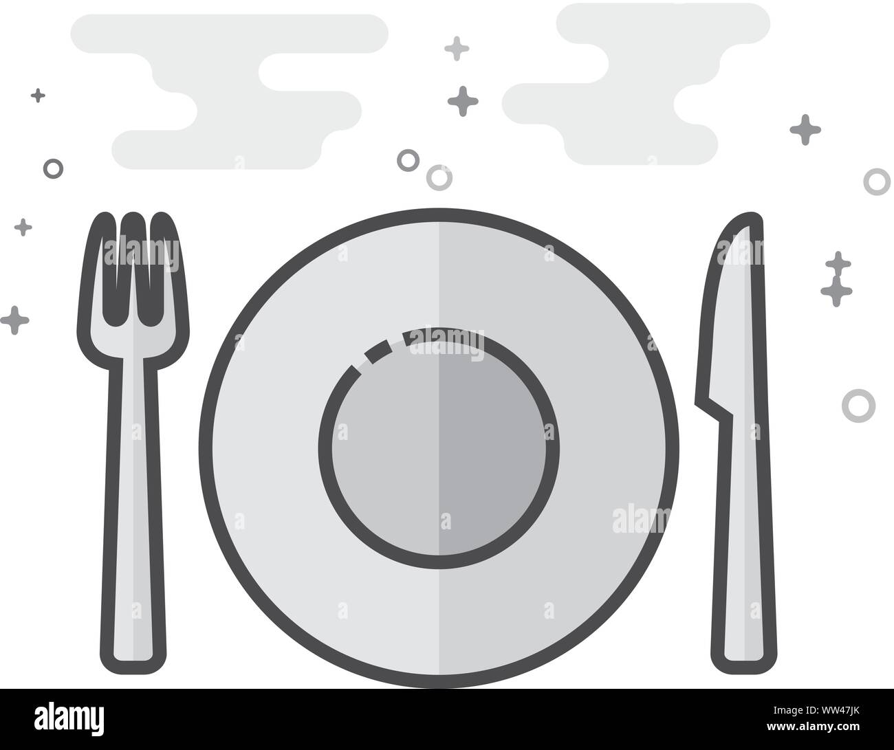 Dishes icon in flat outlined grayscale style. Vector illustration Stock ...