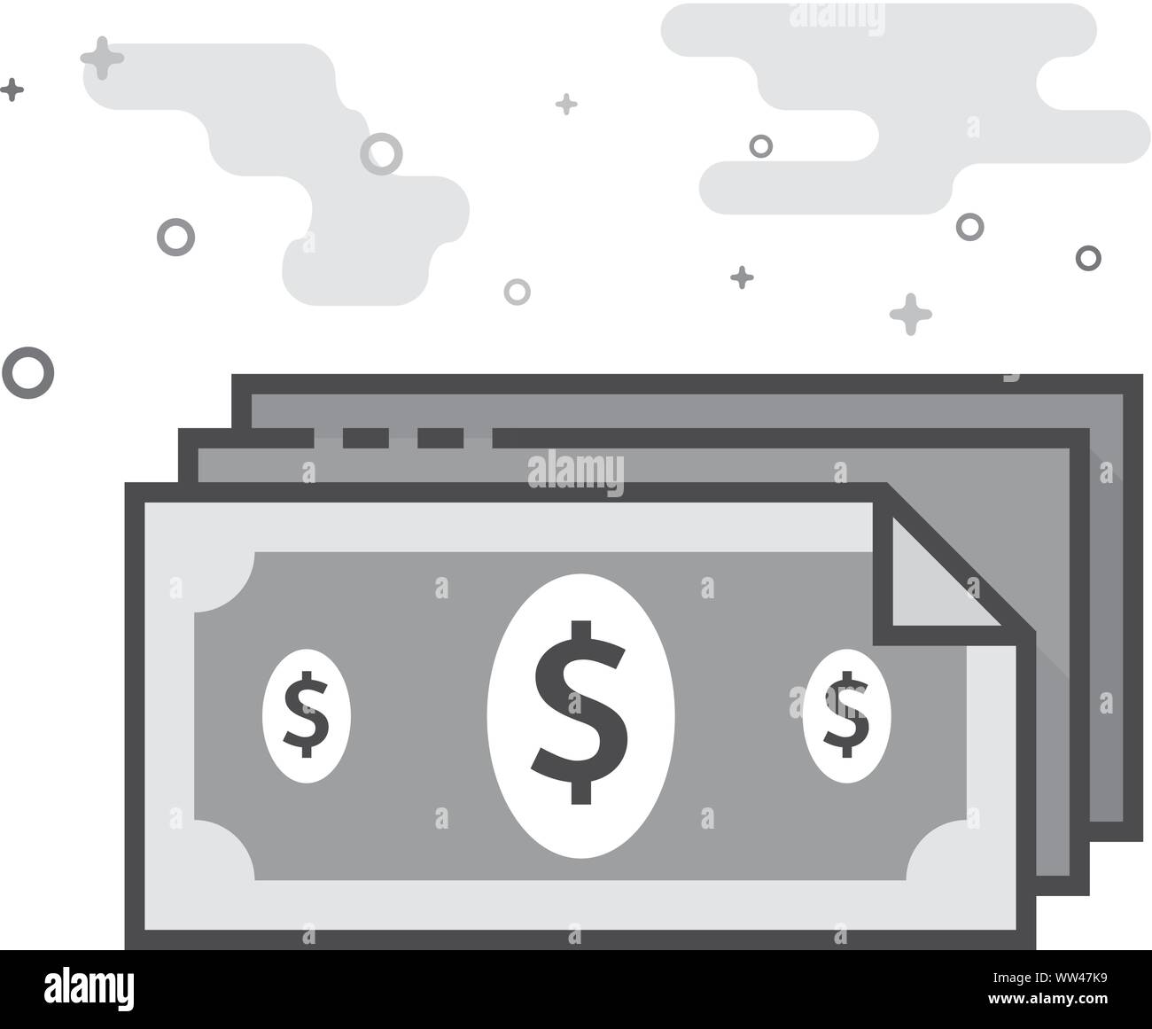 Money icon in flat outlined grayscale style. Vector illustration Stock ...