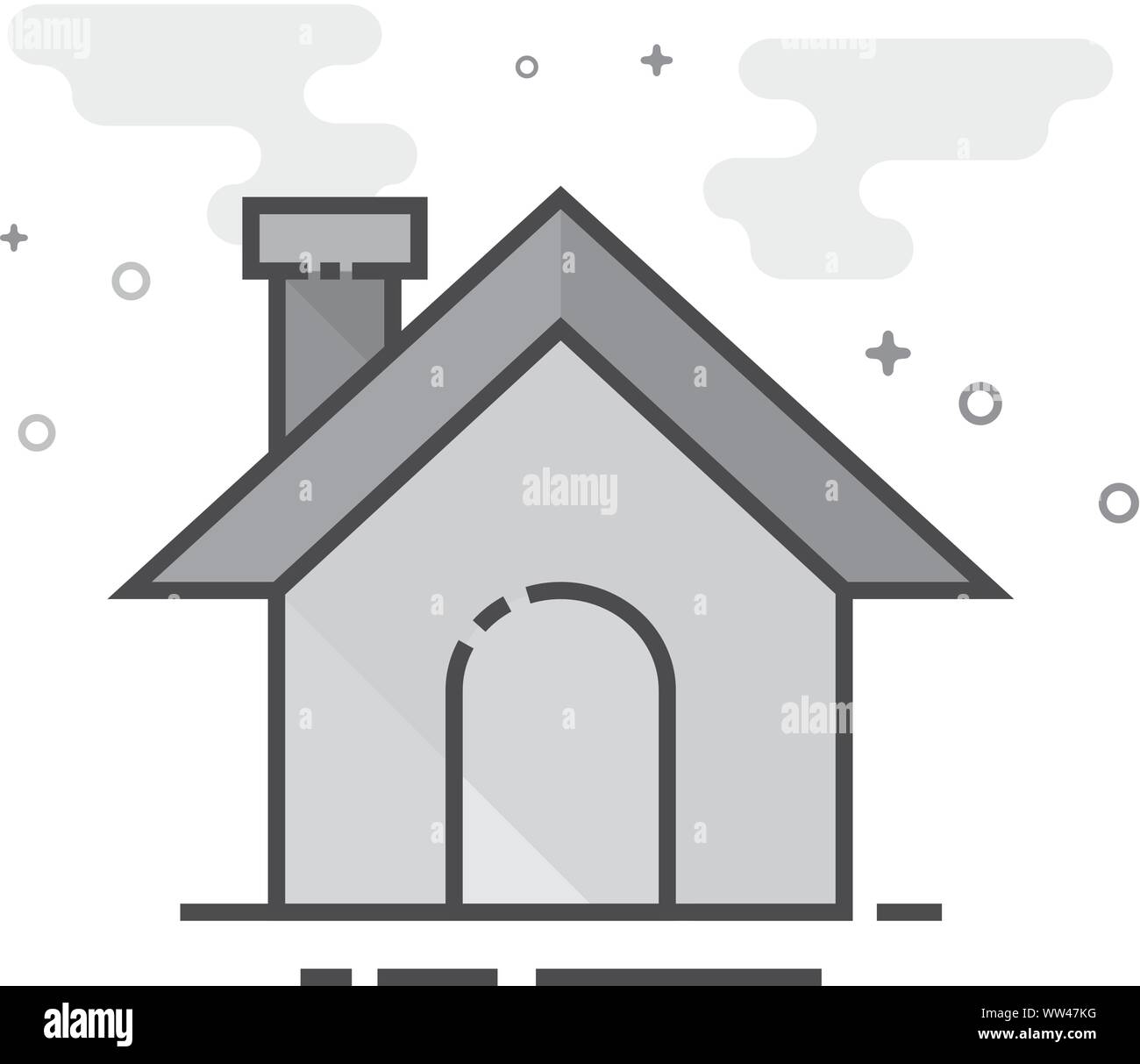 Home button icon in flat outlined grayscale style. Vector illustration ...