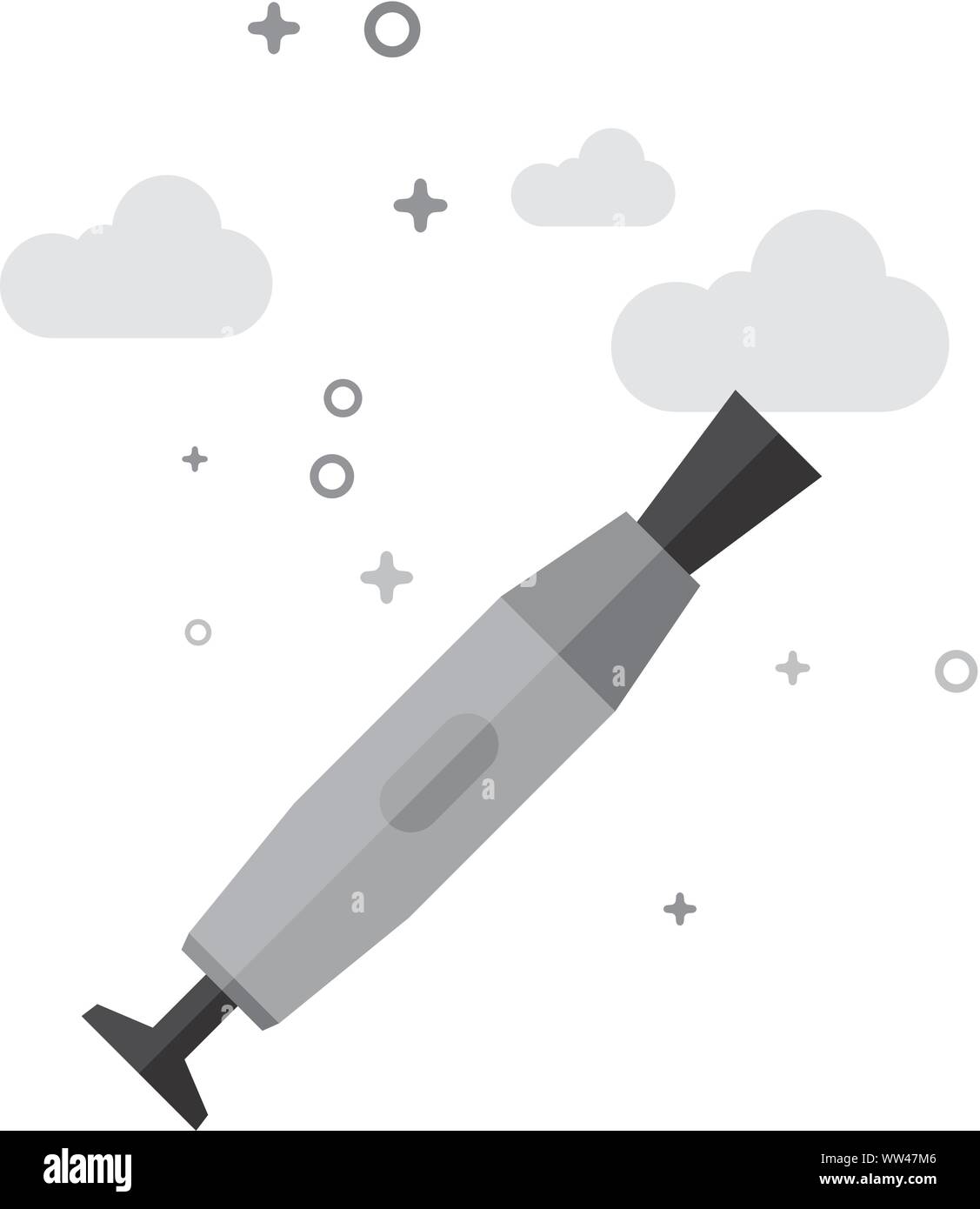 Camera lens cleaner icon in flat outlined grayscale style. Vector ...