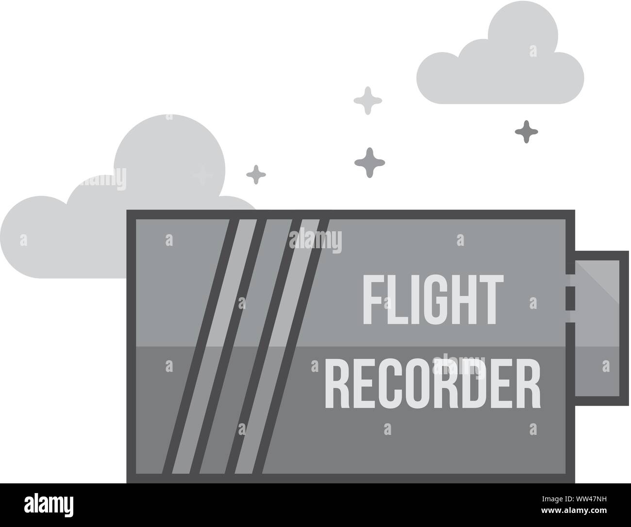 Flight recorder icon in flat outlined grayscale style. Vector ...