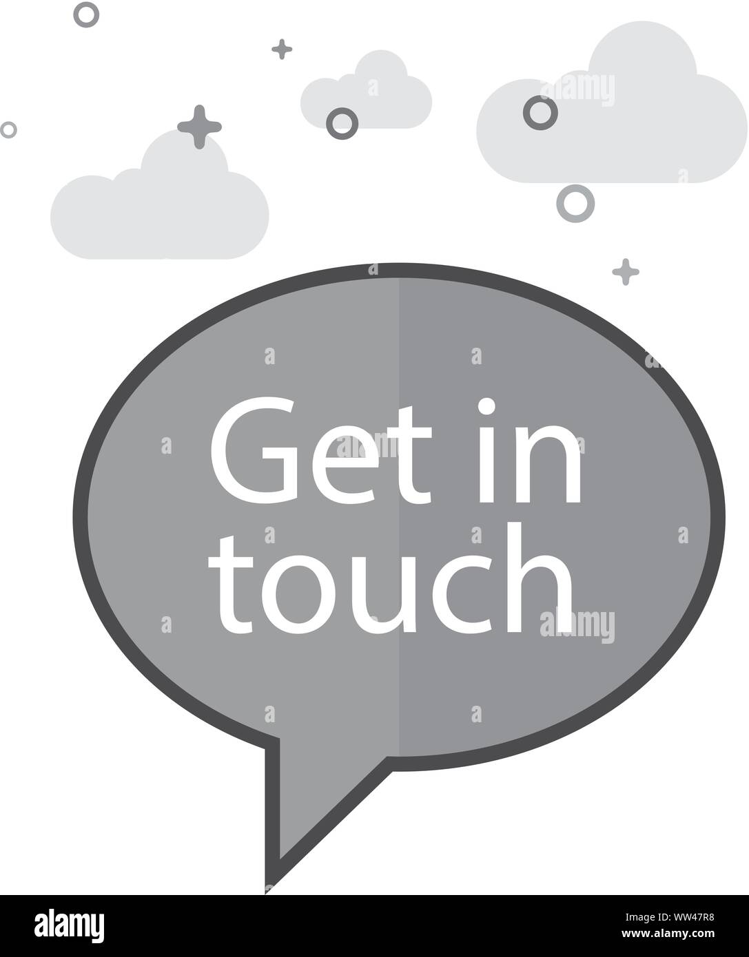 Get in touch icon in flat outlined grayscale style. Vector illustration ...