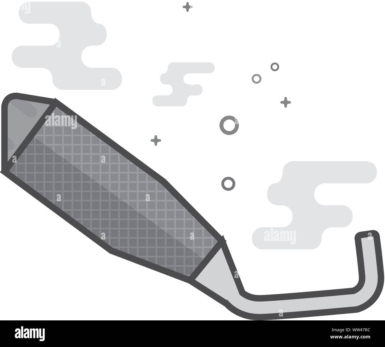 Motorcycle exhaust icon in flat outlined grayscale style. Vector ...