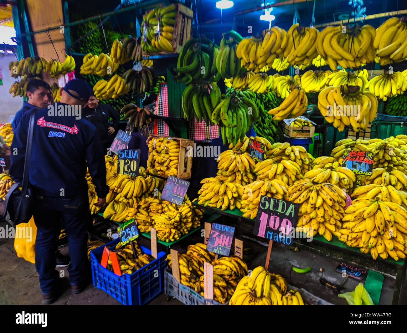 fruit sellers at the Caquta market in the Pervvian Capital Lima Peru ...