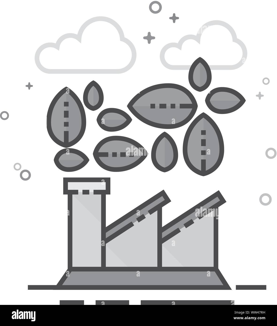 Green factory icon in flat outlined grayscale style. Vector ...