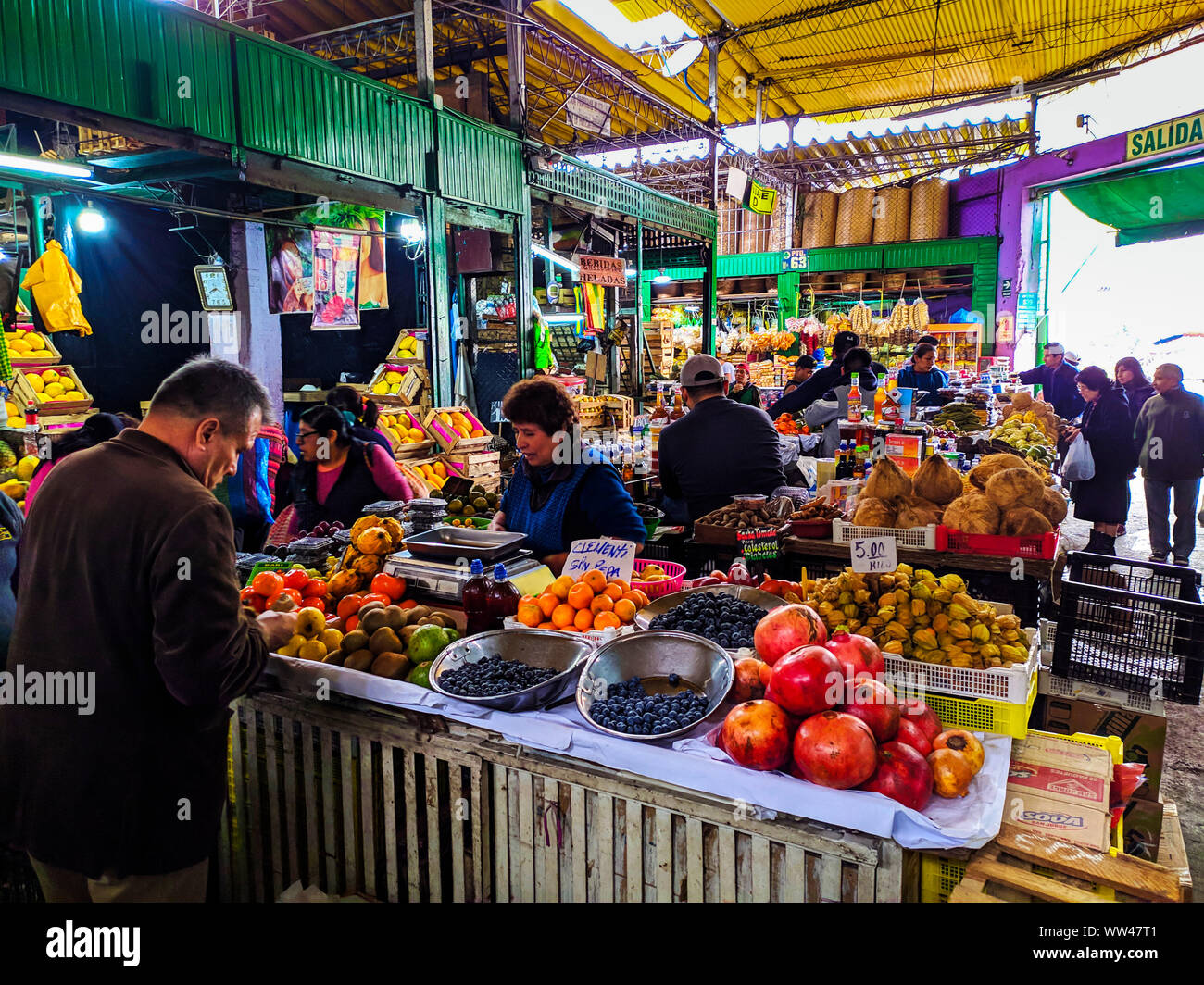 fruit sellers at the Caquta market in the Pervvian Capital Lima Peru ...