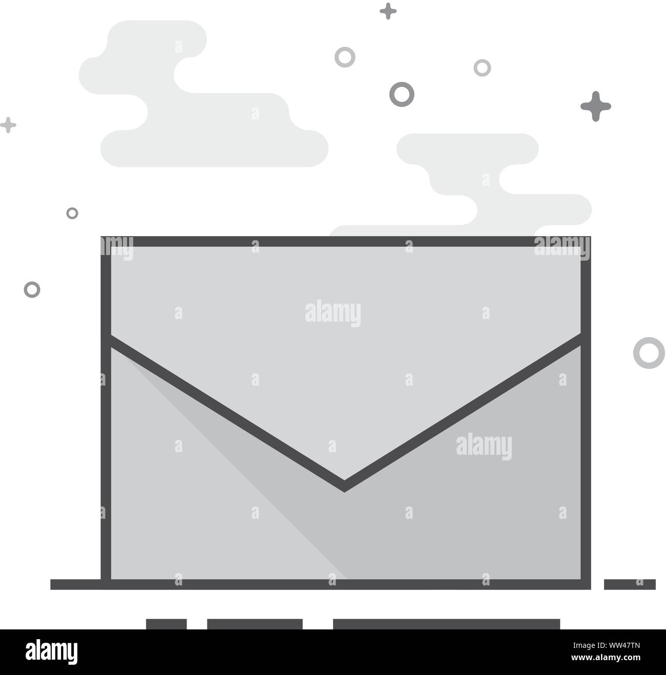 Envelope icon in flat outlined grayscale style. Vector illustration ...
