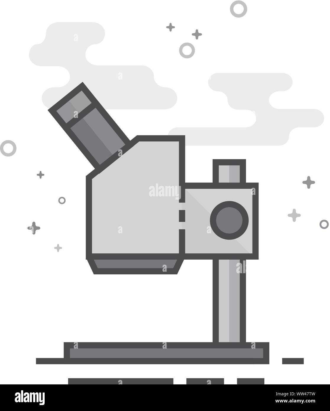 Microscope icon in flat outlined grayscale style. Vector illustration ...