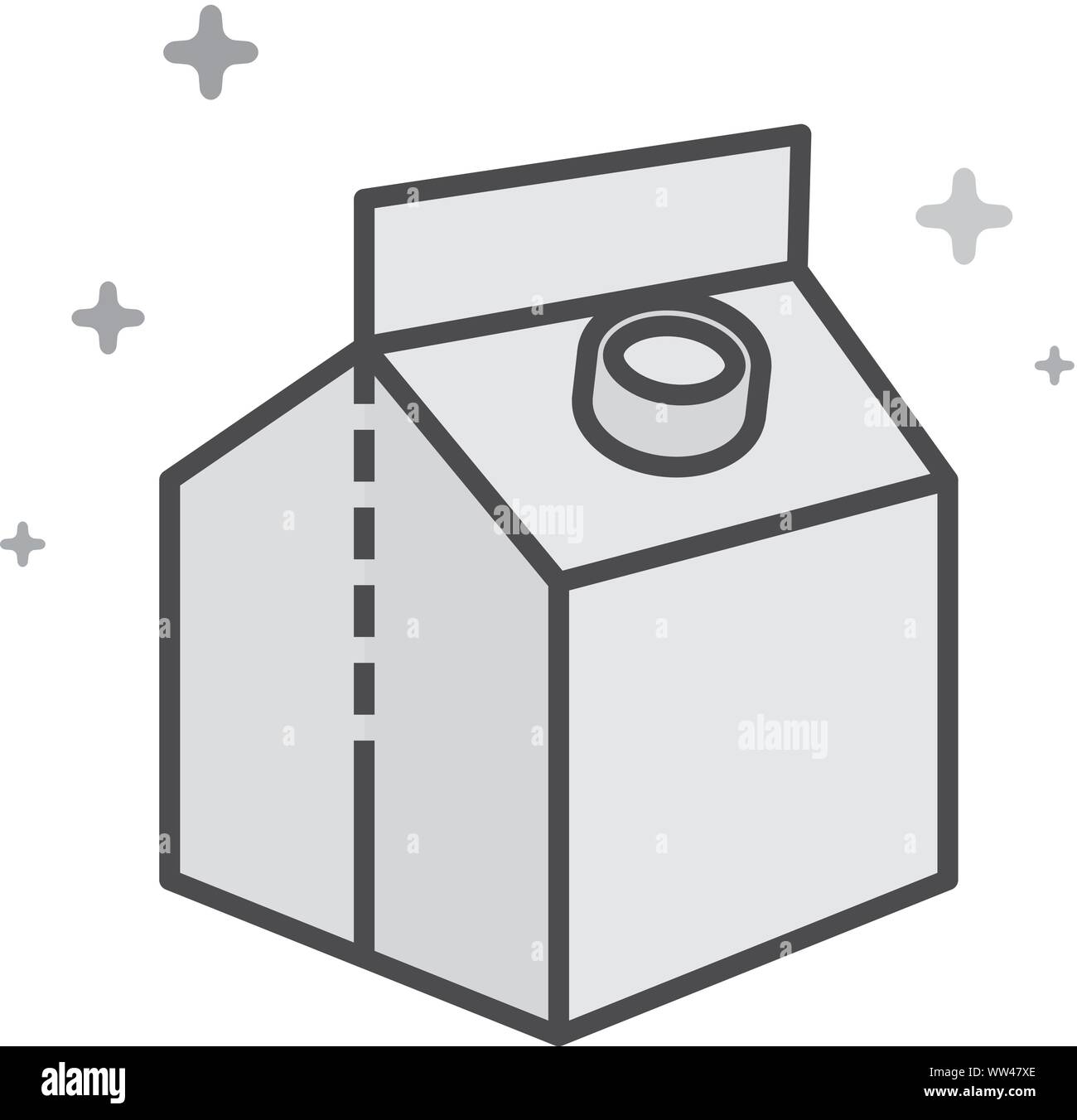 Milk packaging icon in flat outlined grayscale style. Vector ...