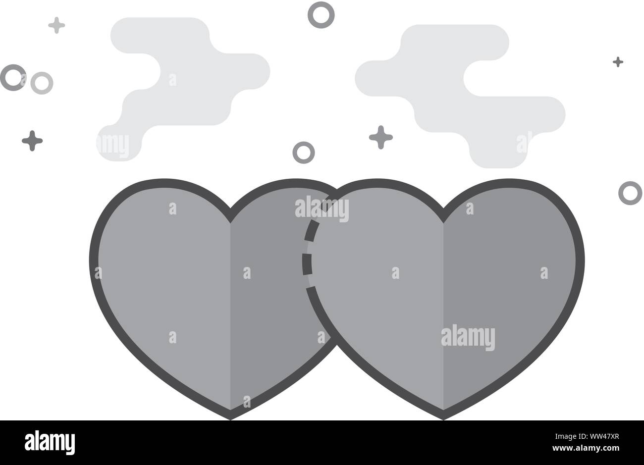 Heart shape icon in flat outlined grayscale style. Vector illustration ...