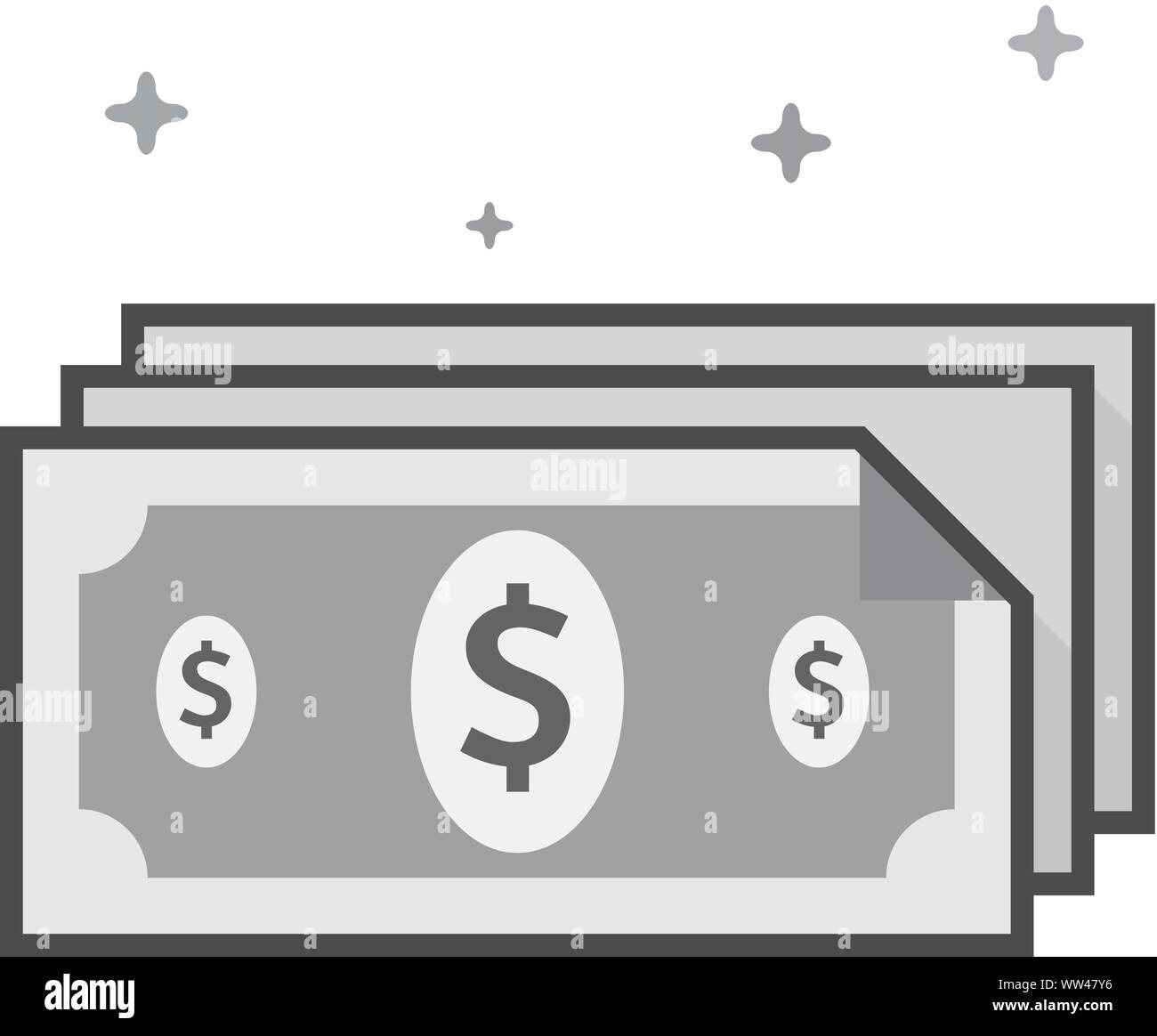 Money icon in flat outlined grayscale style. Vector illustration Stock ...