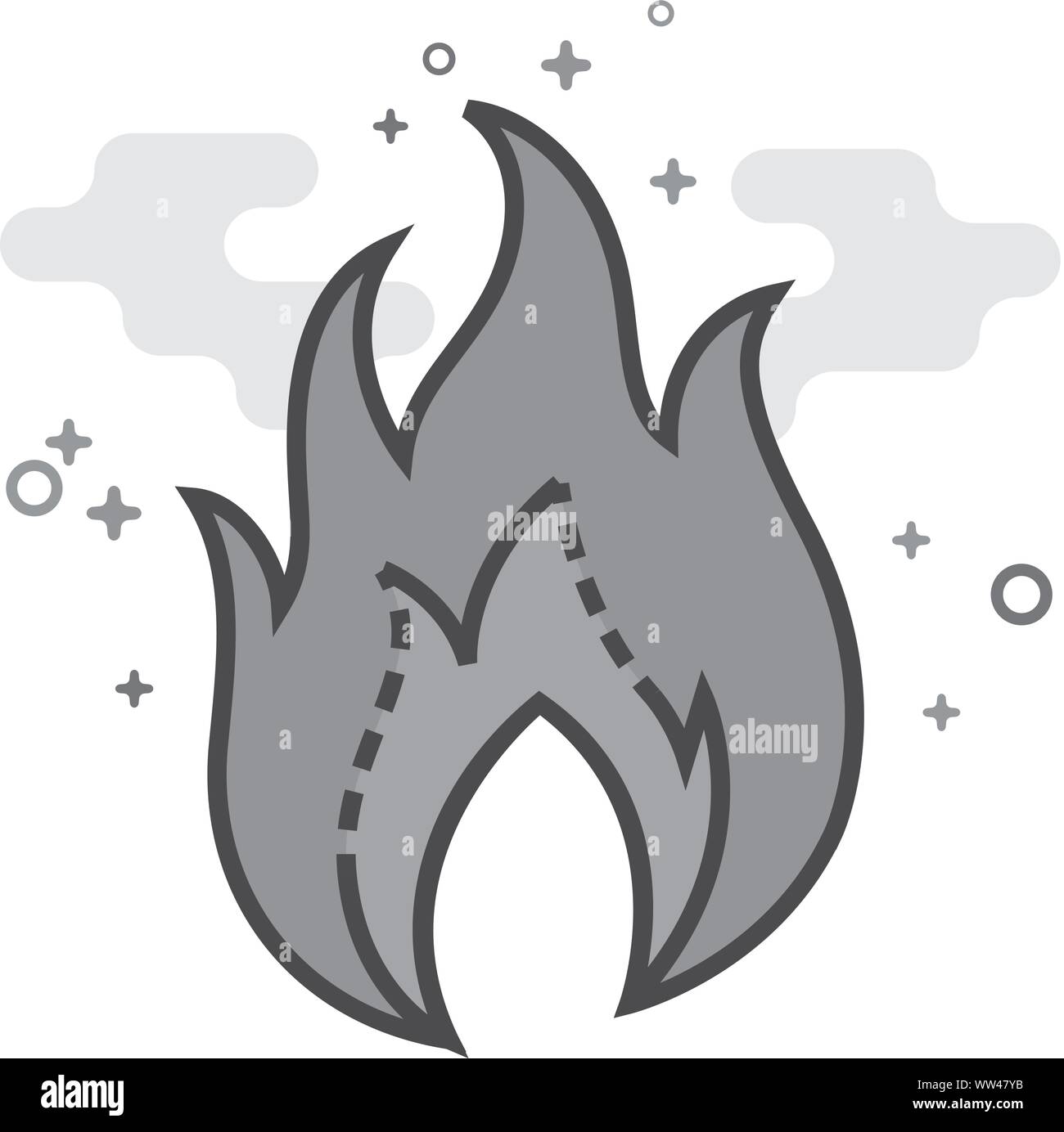 Fire icon in flat outlined grayscale style. Vector illustration Stock ...