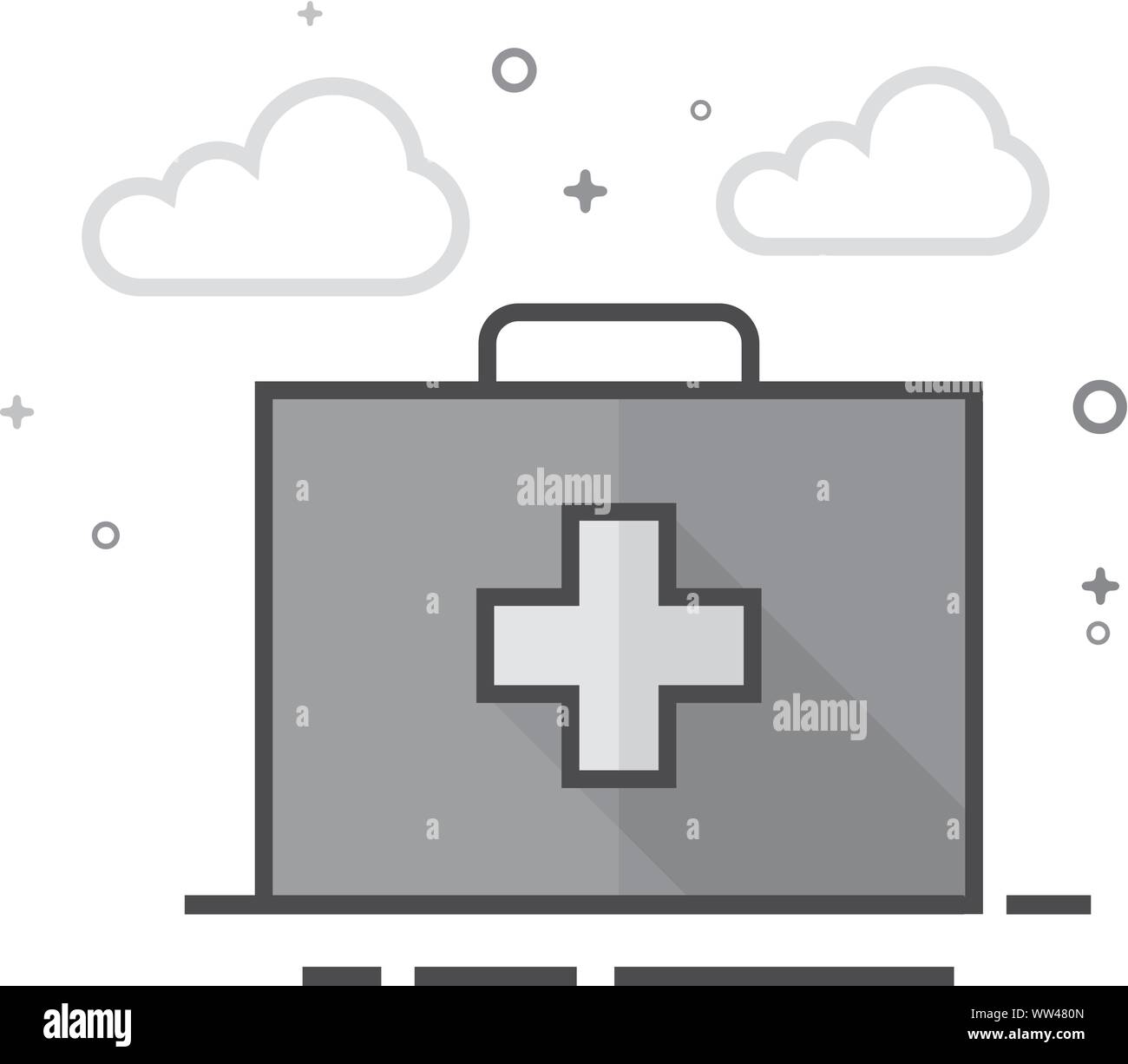 Medical case icon in flat outlined grayscale style. Vector illustration ...